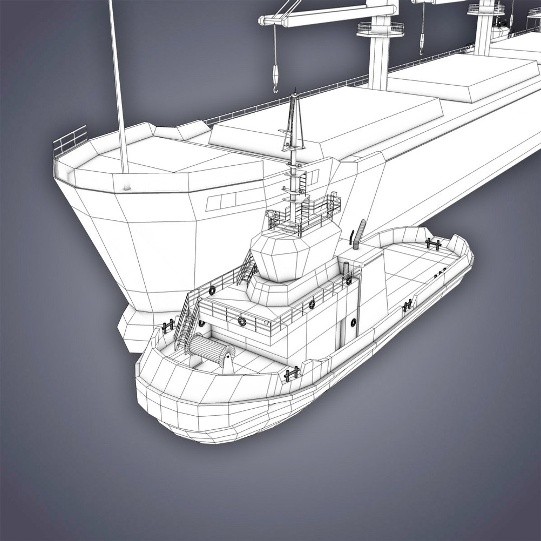 Bulk Carrier Tugboat Tug 3d Model