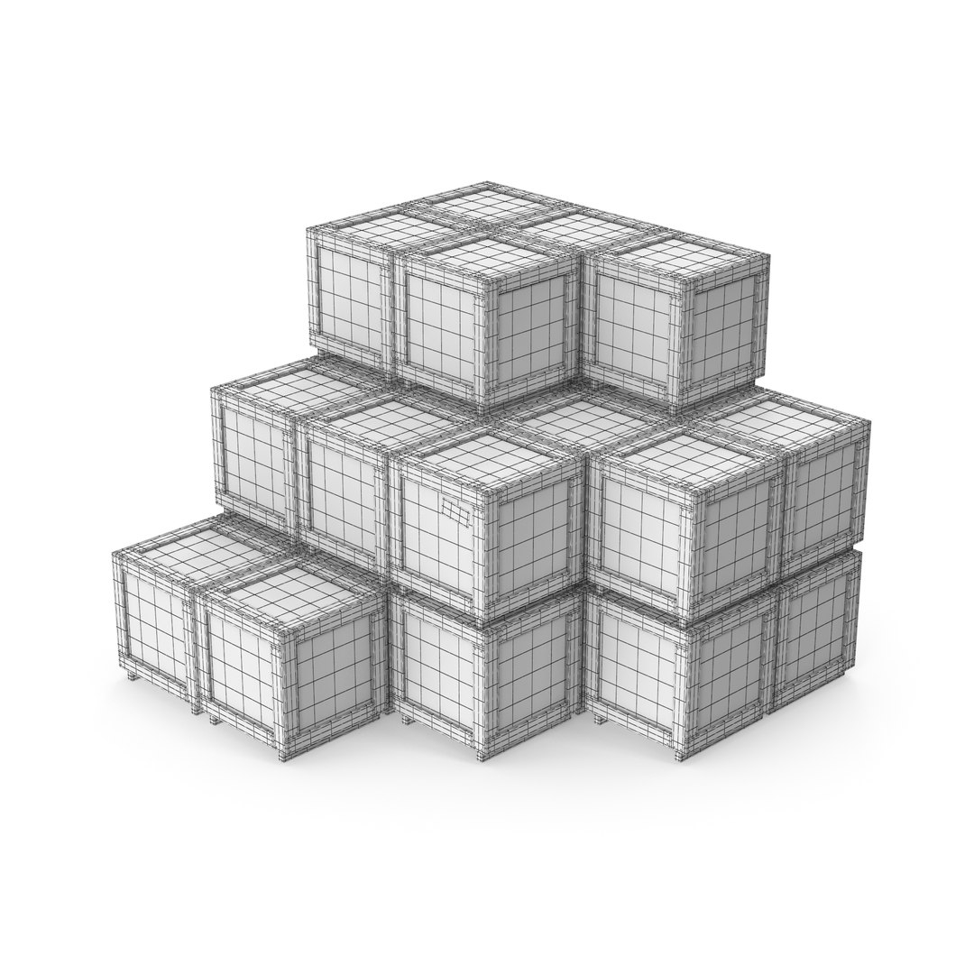 3D Stack Of Cargo Crate Boxes Model - TurboSquid 1995795