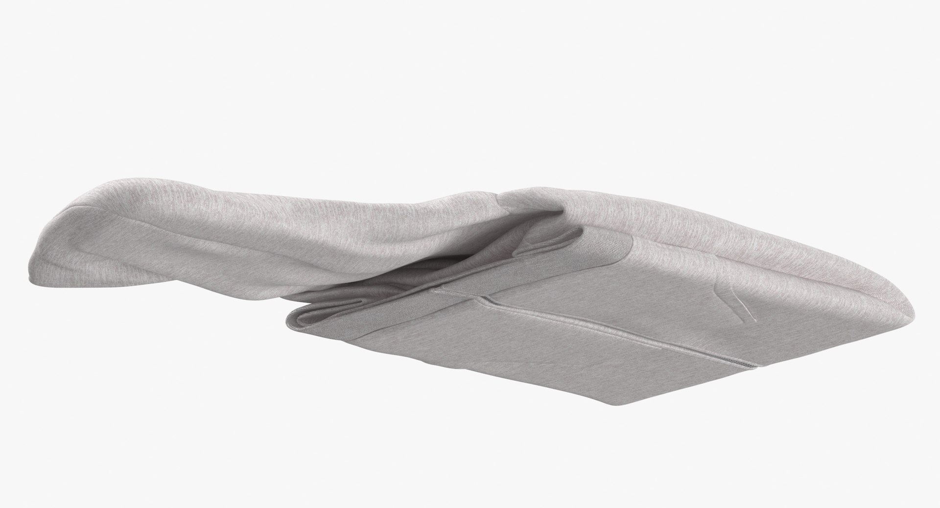 Zipper Hooded Sweatshirt Folded Female Pocket Basic Poses Blank White ...