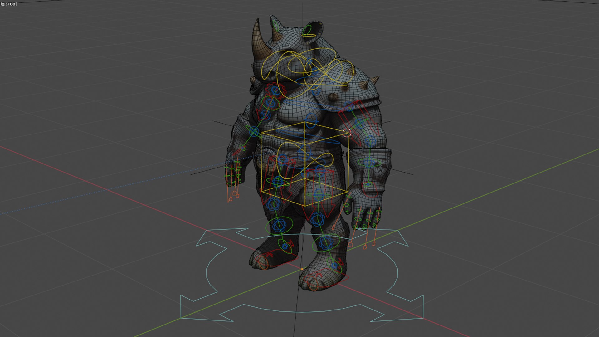 3D Model Rhino Humanoid Blender Character Rig - TurboSquid 2336432