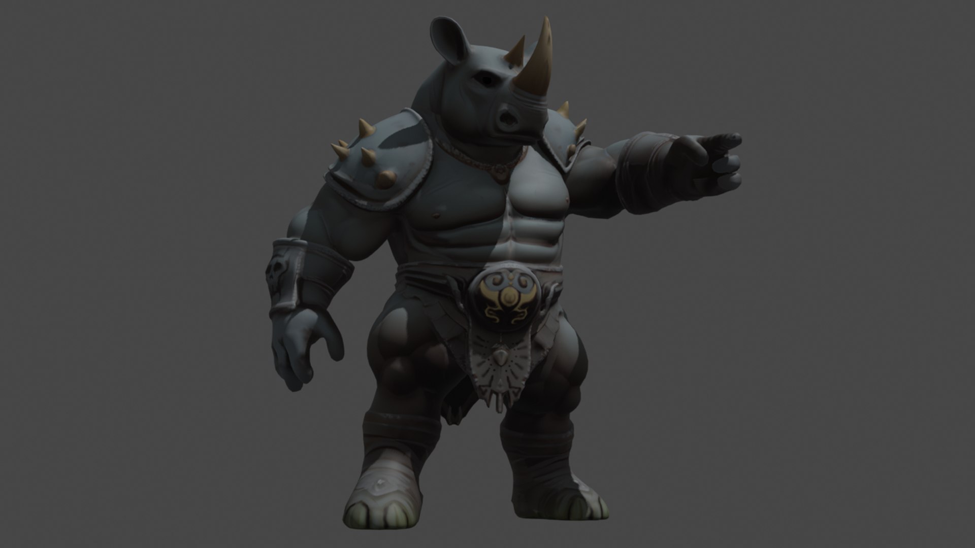 3D Model Rhino Humanoid Blender Character Rig - TurboSquid 2336432