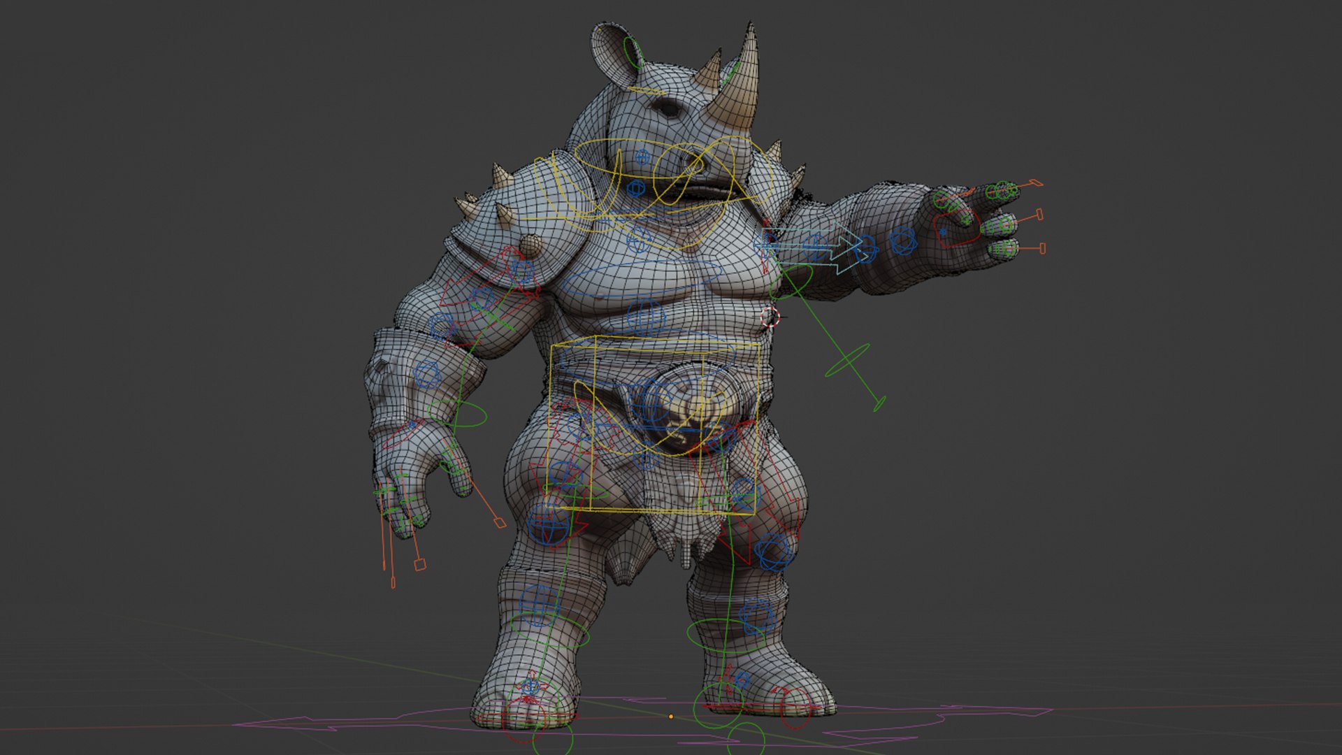 3D Model Rhino Humanoid Blender Character Rig - TurboSquid 2336432