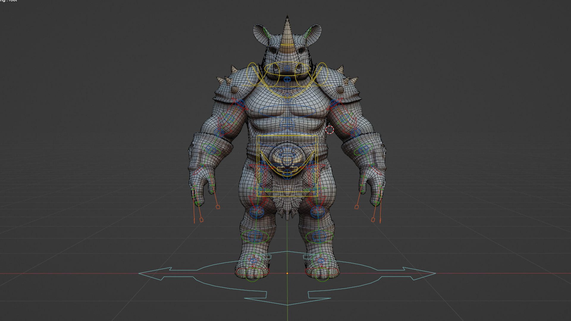 3D Model Rhino Humanoid Blender Character Rig - TurboSquid 2336432