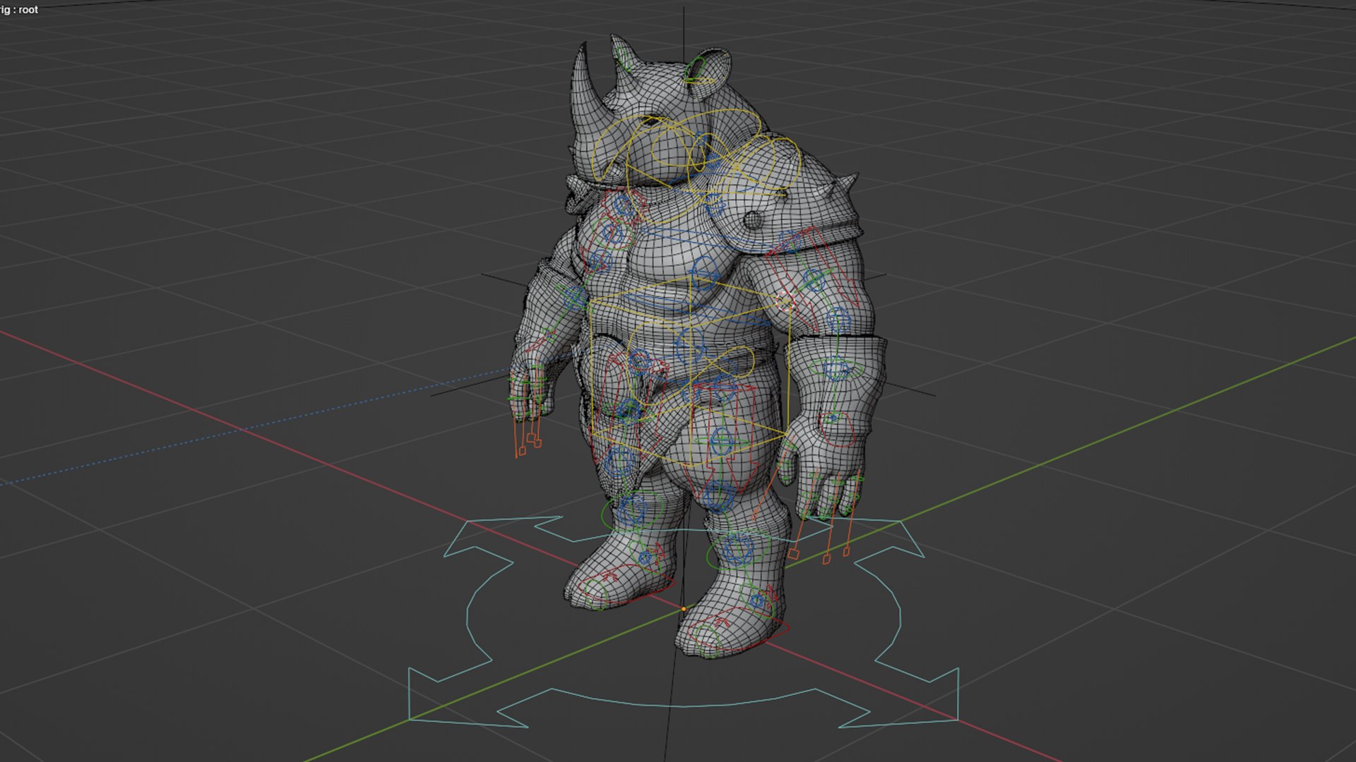 3D Model Rhino Humanoid Blender Character Rig - TurboSquid 2336432