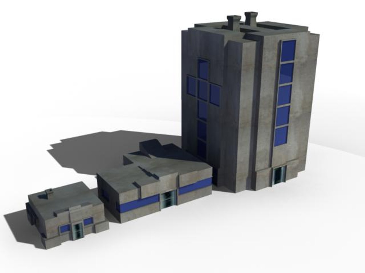 3d model low-poly buildings