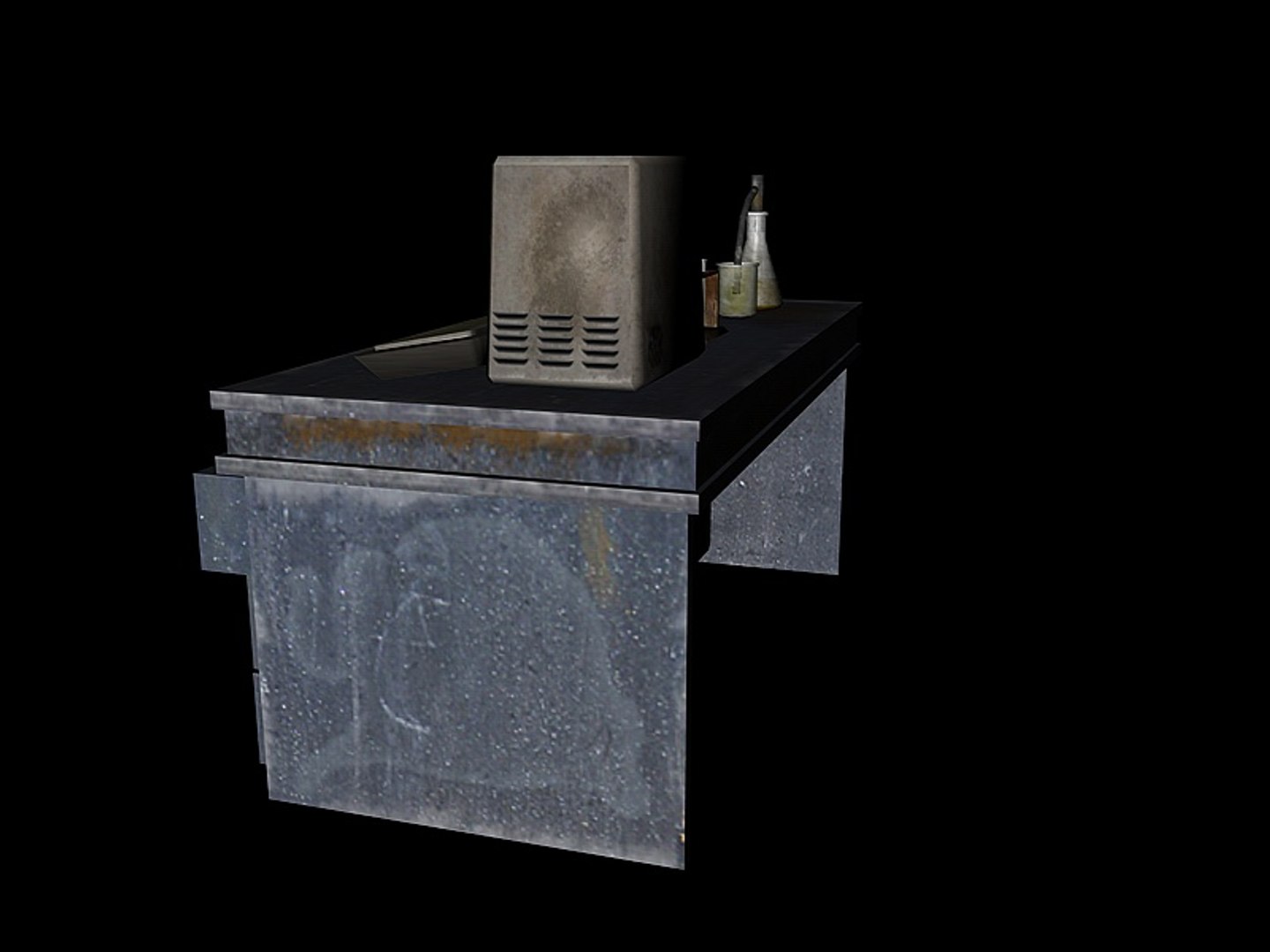 Old Lab Equipment Computer Table 3d Fbx