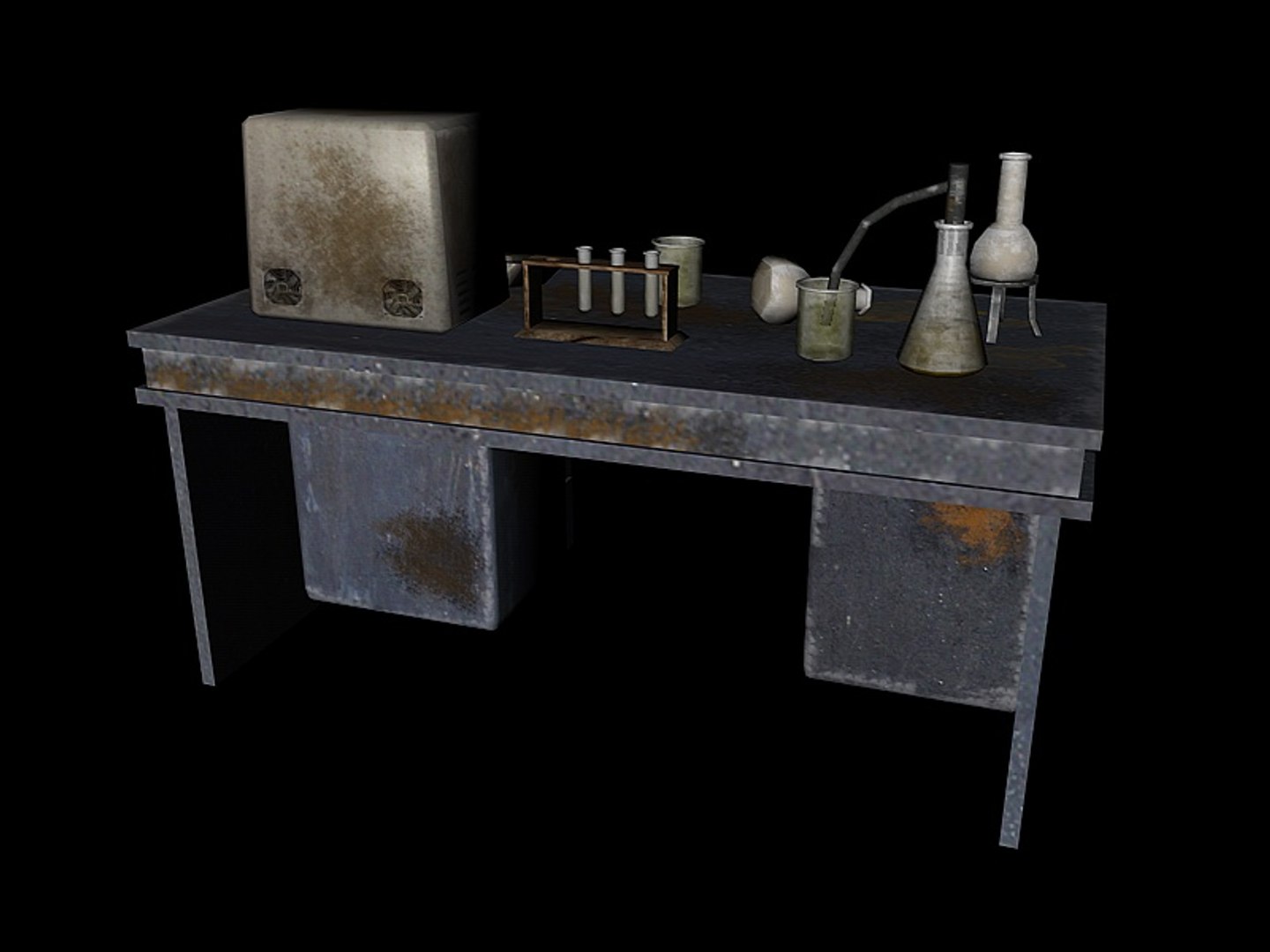 Old Lab Equipment Computer Table 3d Fbx