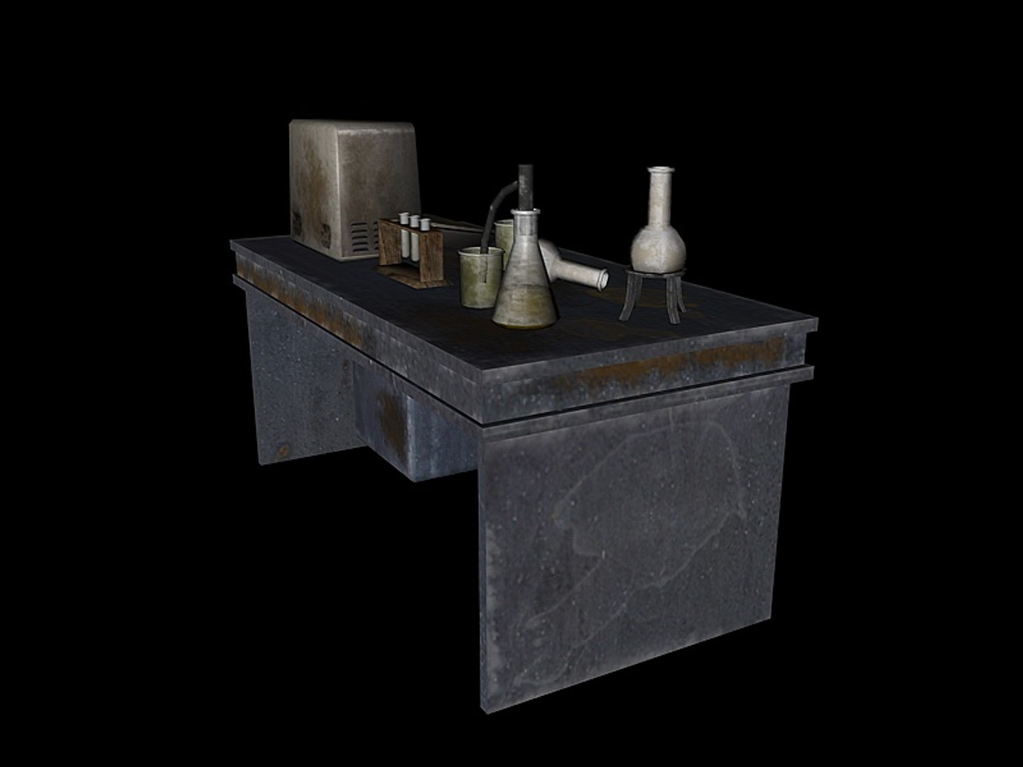 Old Lab Equipment Computer Table 3d Fbx