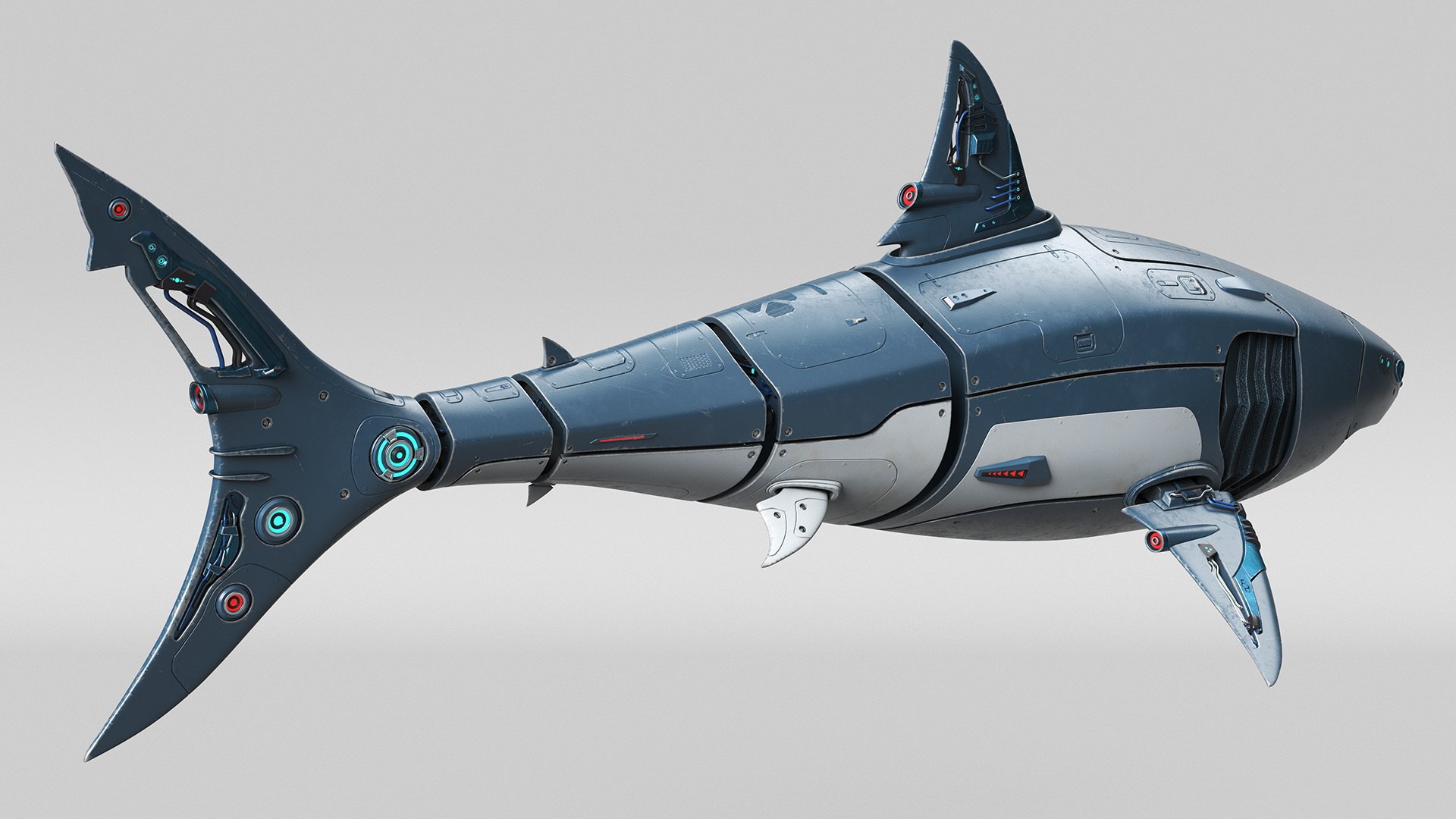 3D Shark Robot Rigged Model - TurboSquid 2199192