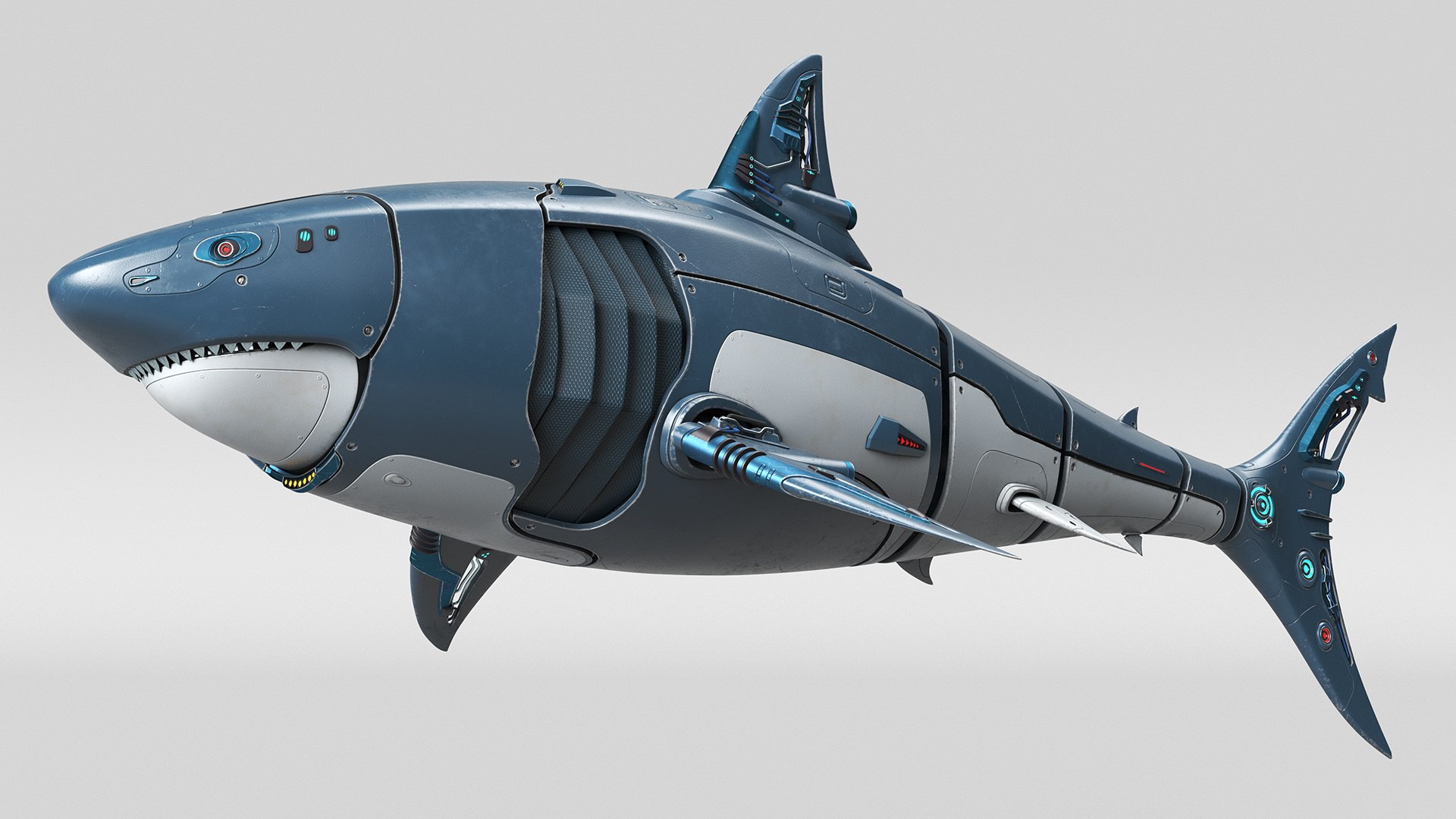 3D Shark Robot Rigged Model - TurboSquid 2199192