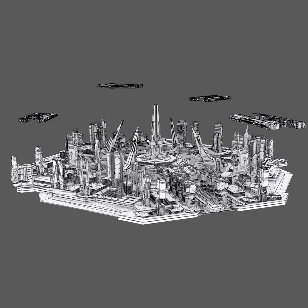3d Model Of - Sci-fi Cityscape 2