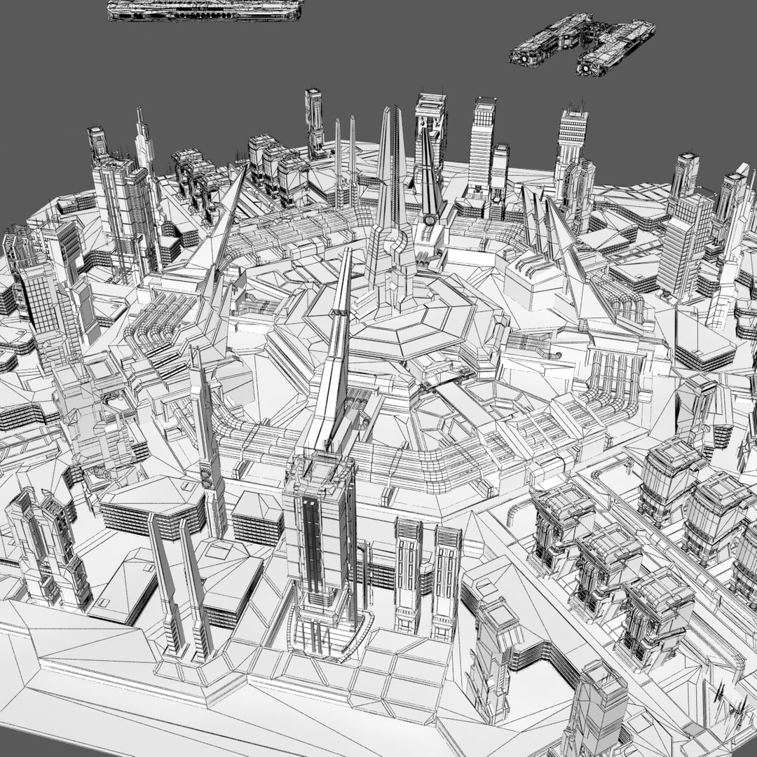 3d Model Of - Sci-fi Cityscape 2