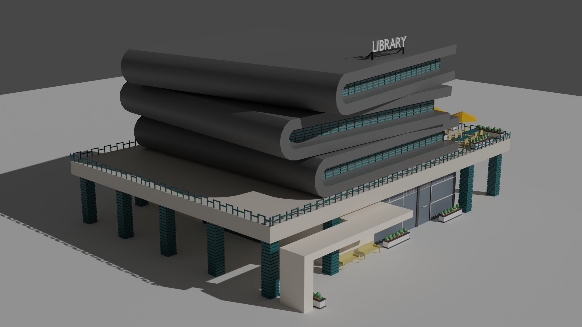 Book Shaped Low Poly Library 3D Model - TurboSquid 1887809