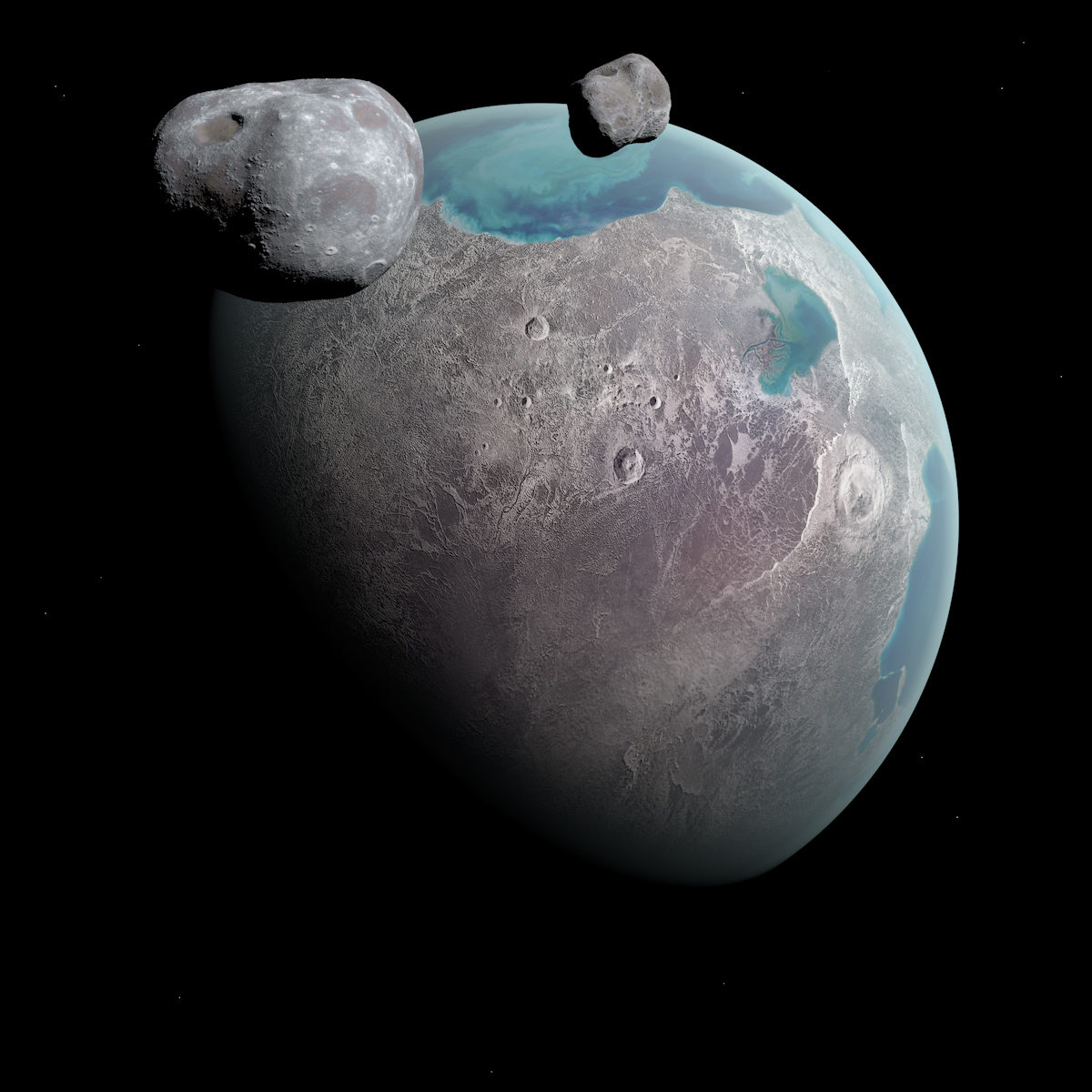 Planeta anão alienígena fictício 8k com asteróides Modelo 3D ...