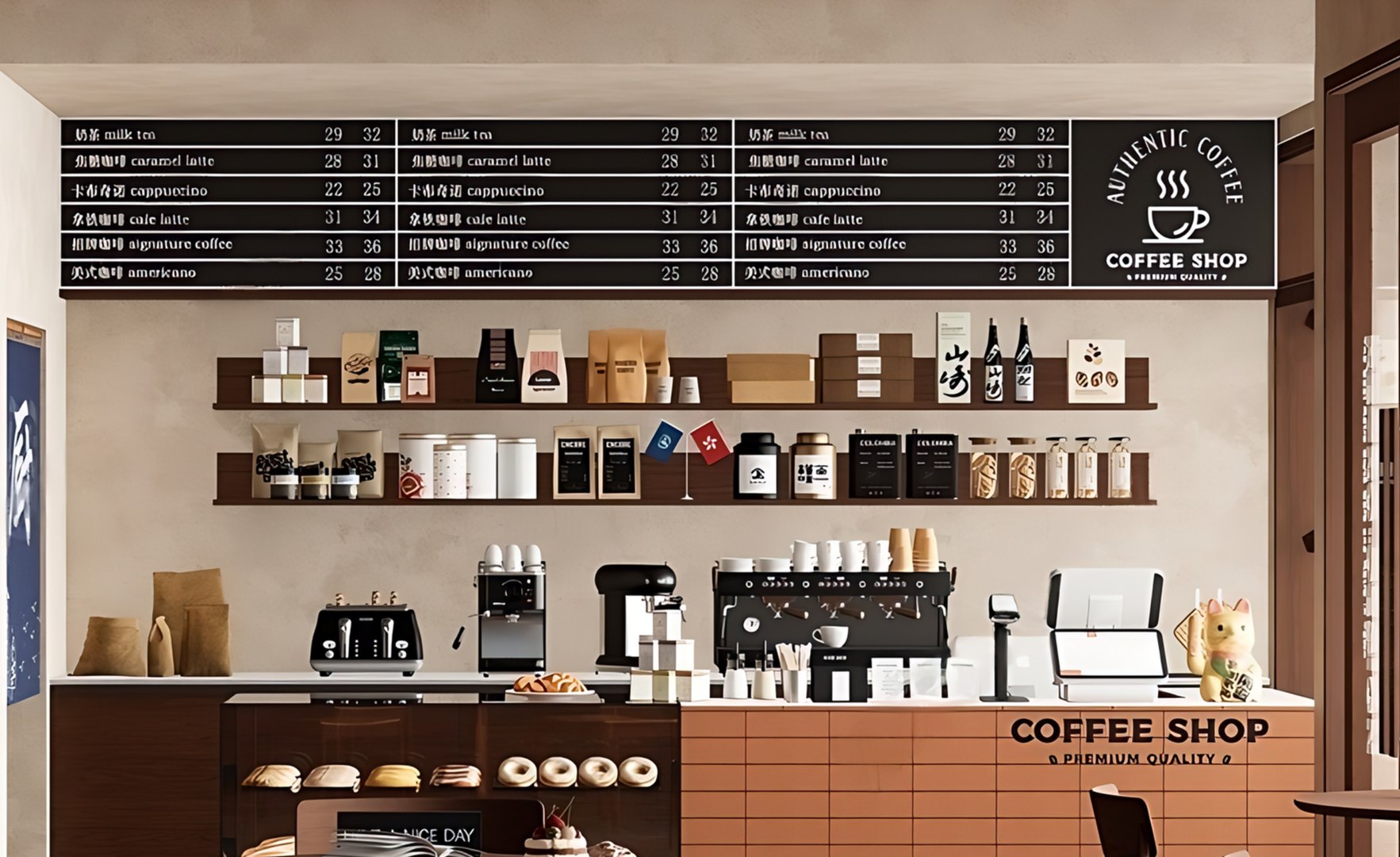 Coffee Shop Coffeehouse Cashier Barista Station 3D Model - TurboSquid ...