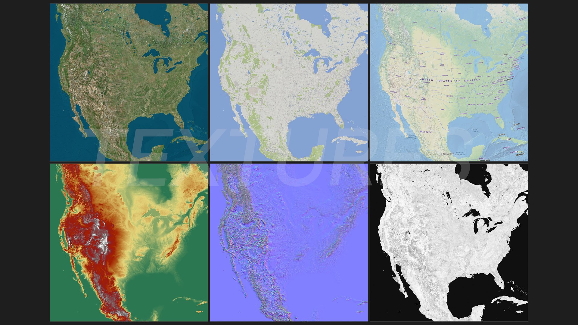 USA Mainland Realistic Satellite Map Model - TurboSquid 2515788