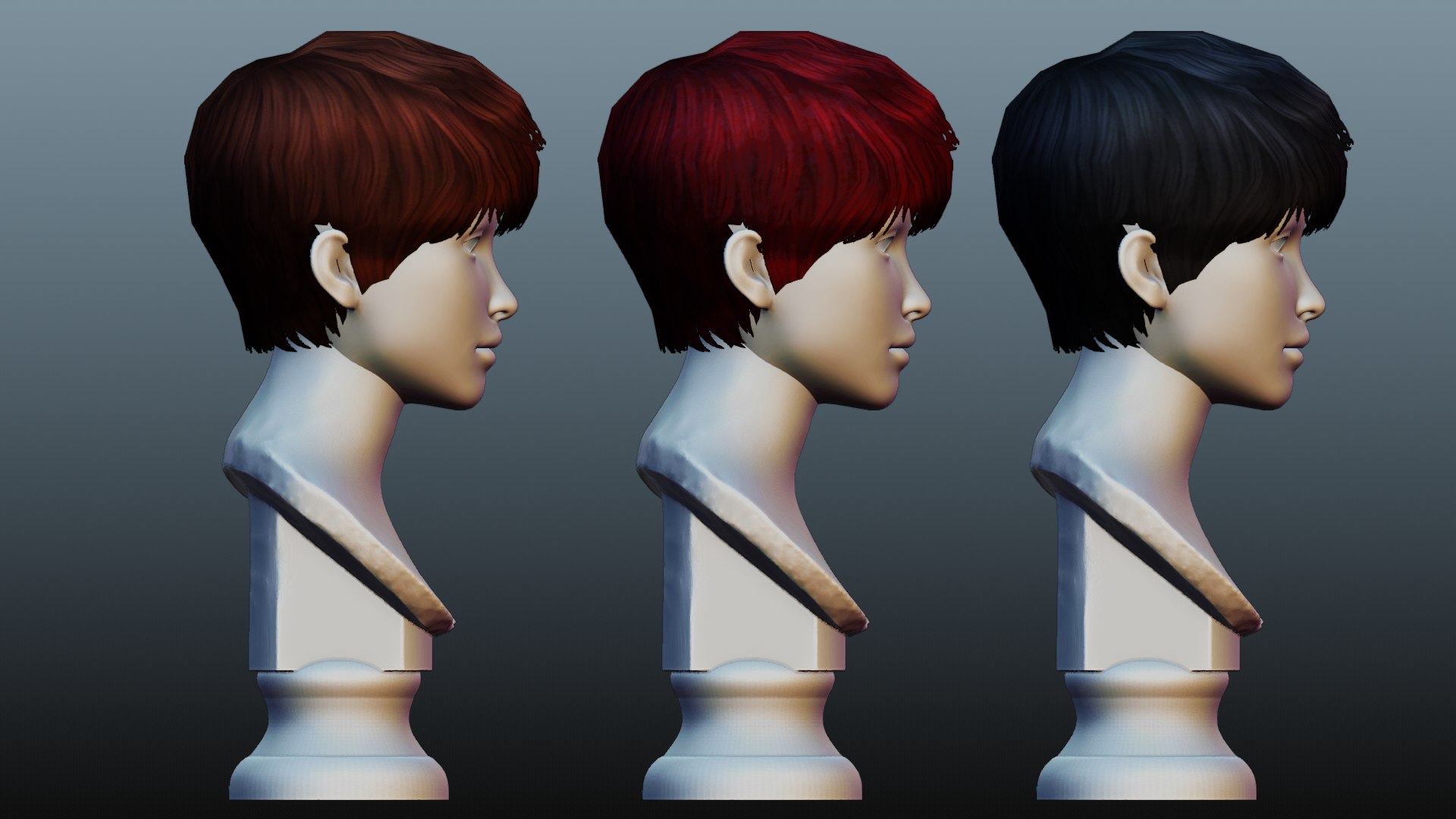 3D Female Hair Low Poly 3 Color - TurboSquid 2095193