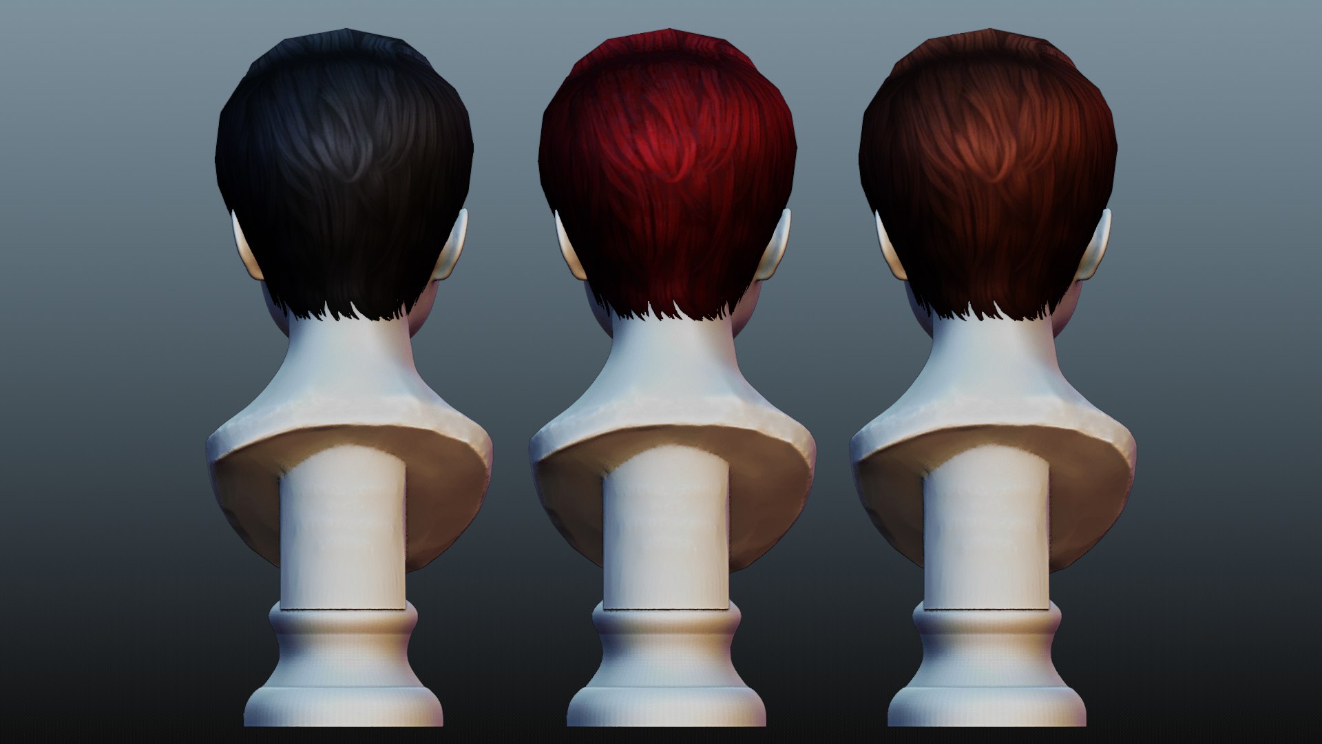 3D Female Hair Low Poly 3 Color - TurboSquid 2095193