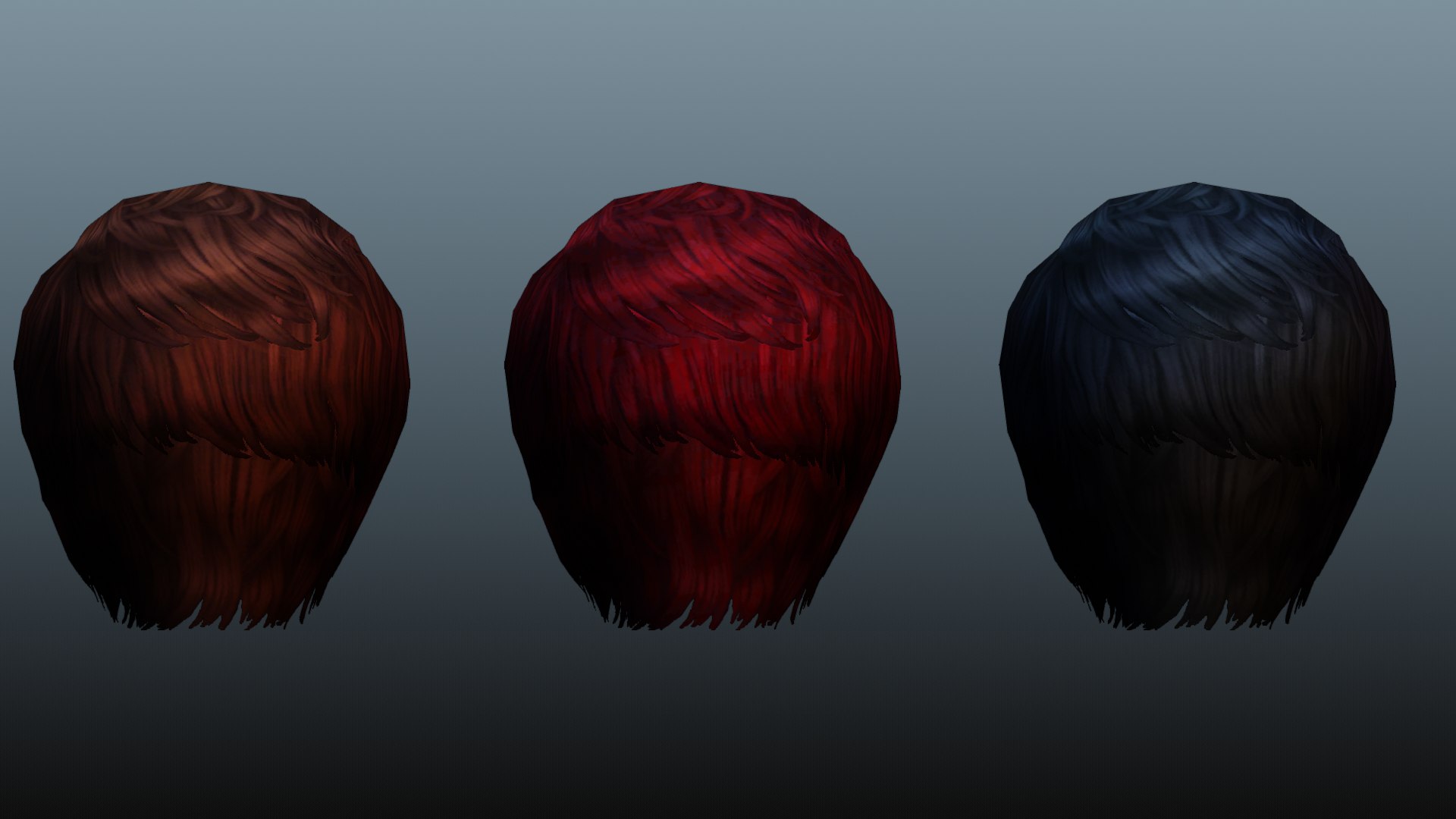 3D Female Hair Low Poly 3 Color - TurboSquid 2095193