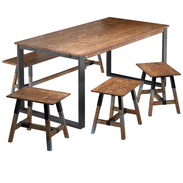 3d ining table solid teak model