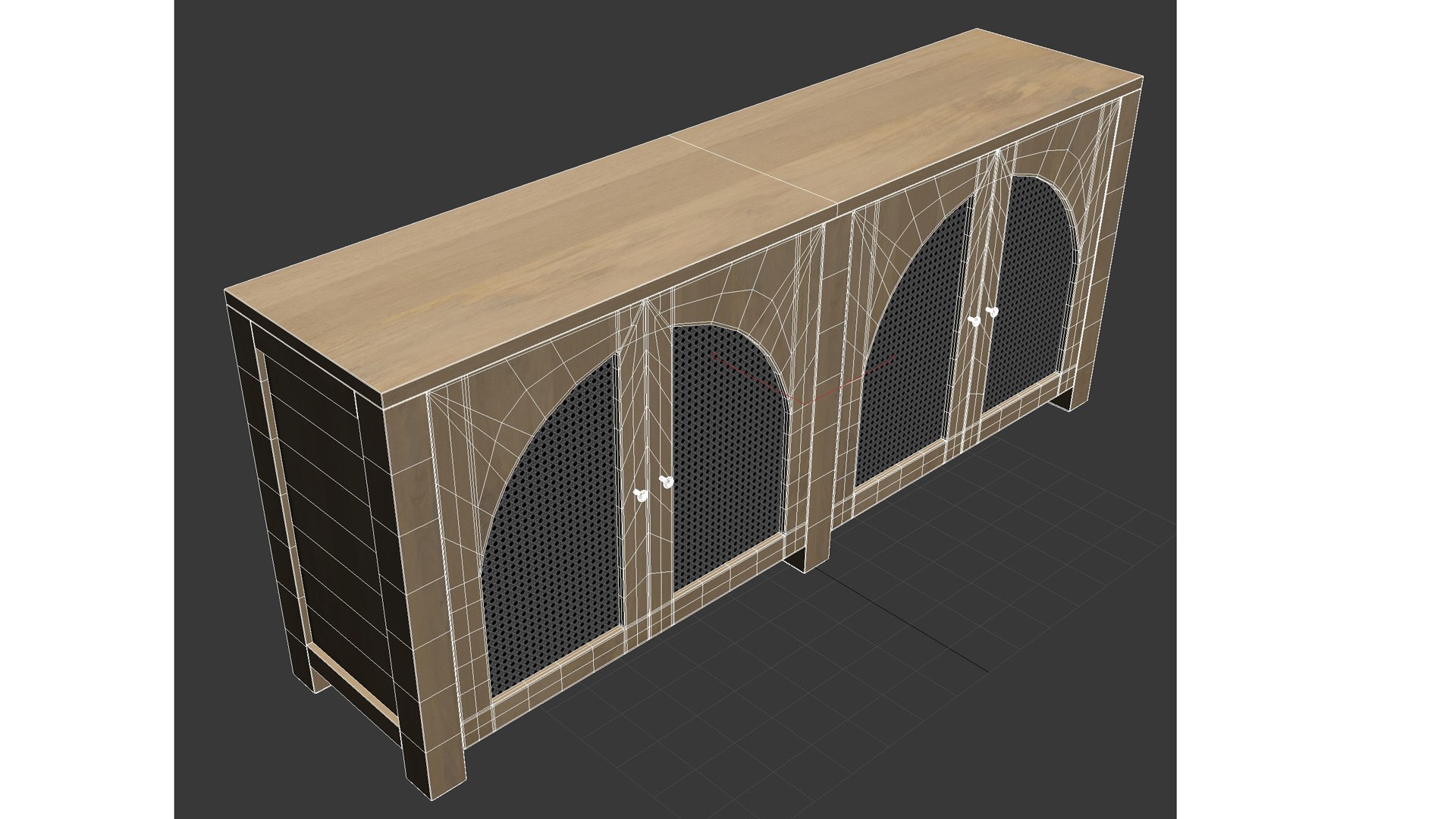 3D West Elm Cane Arches Sideboard Model - TurboSquid 2375014