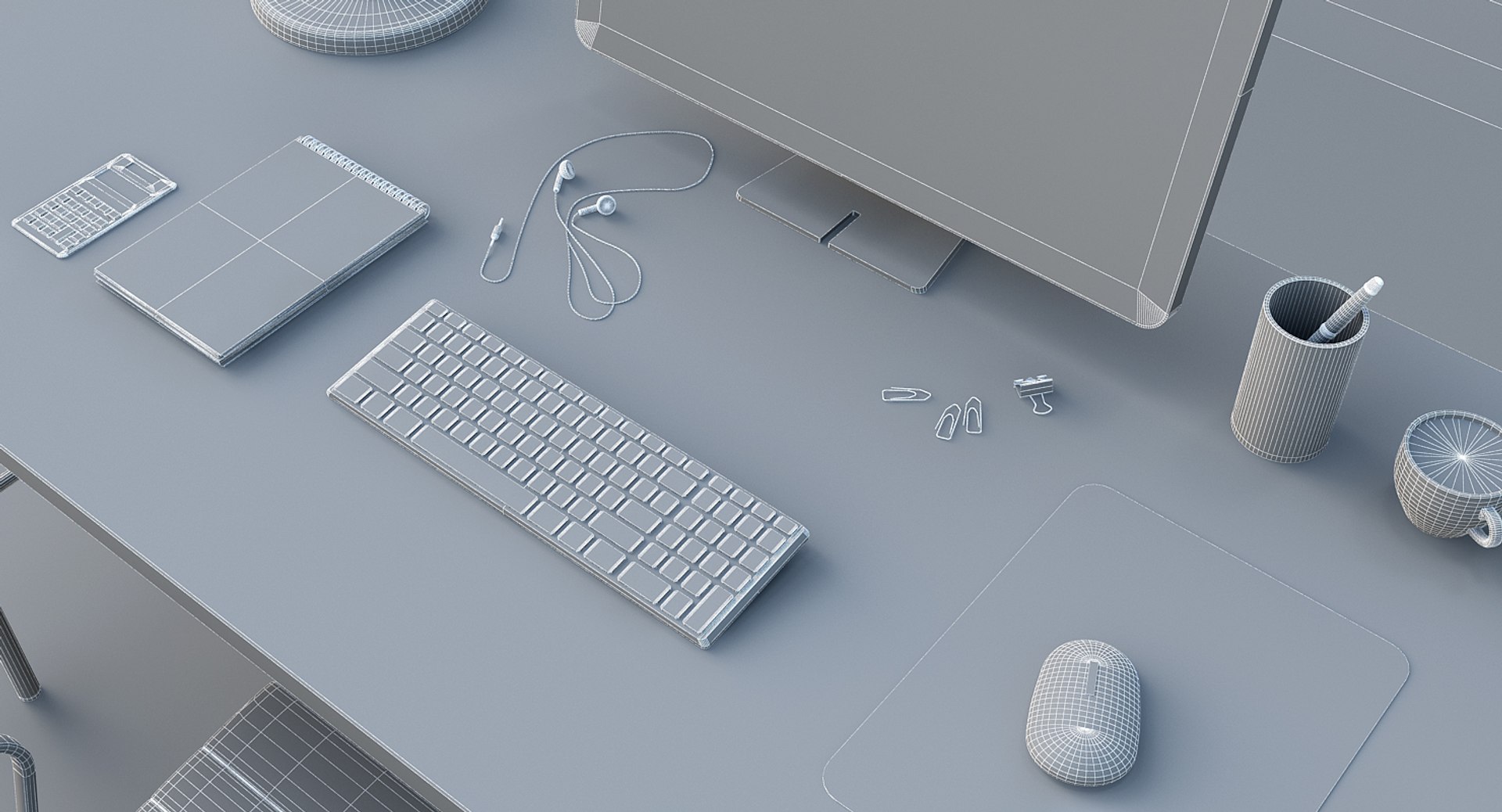 3d 3ds Photorealistic Industrial Office Desk