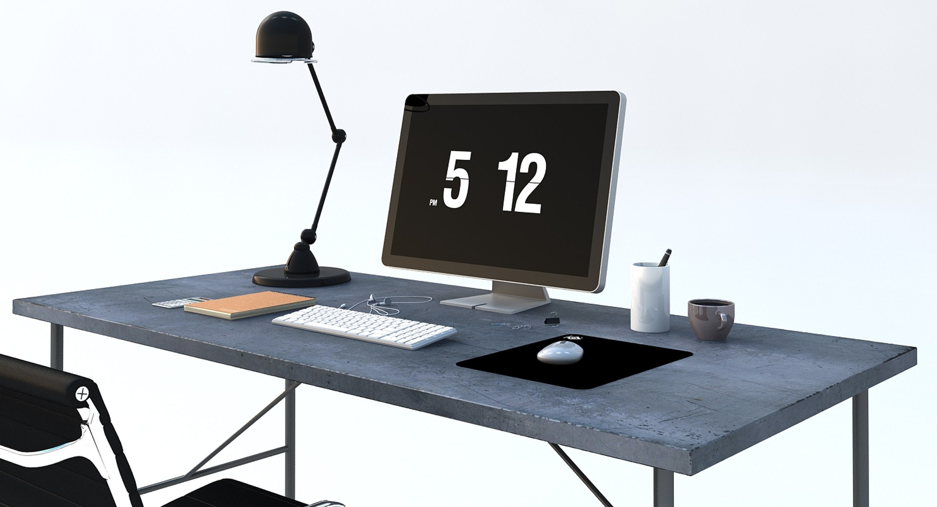 3d 3ds Photorealistic Industrial Office Desk