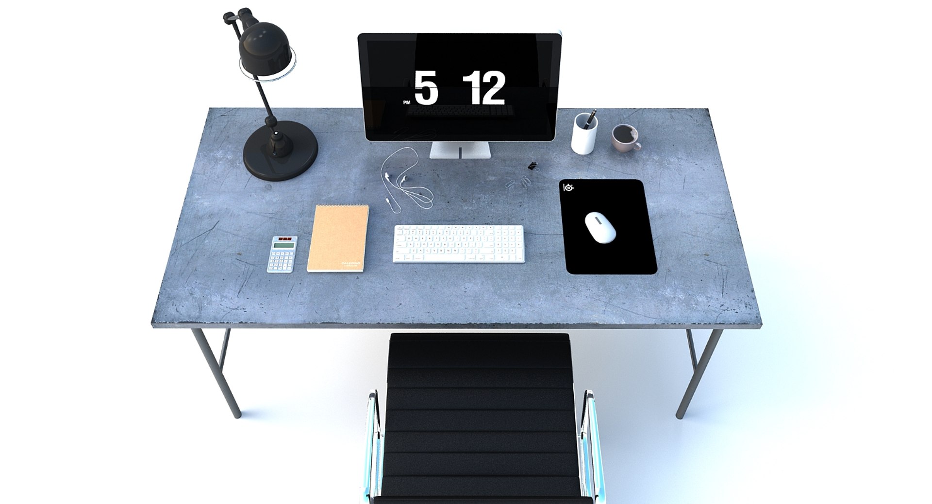3d 3ds Photorealistic Industrial Office Desk
