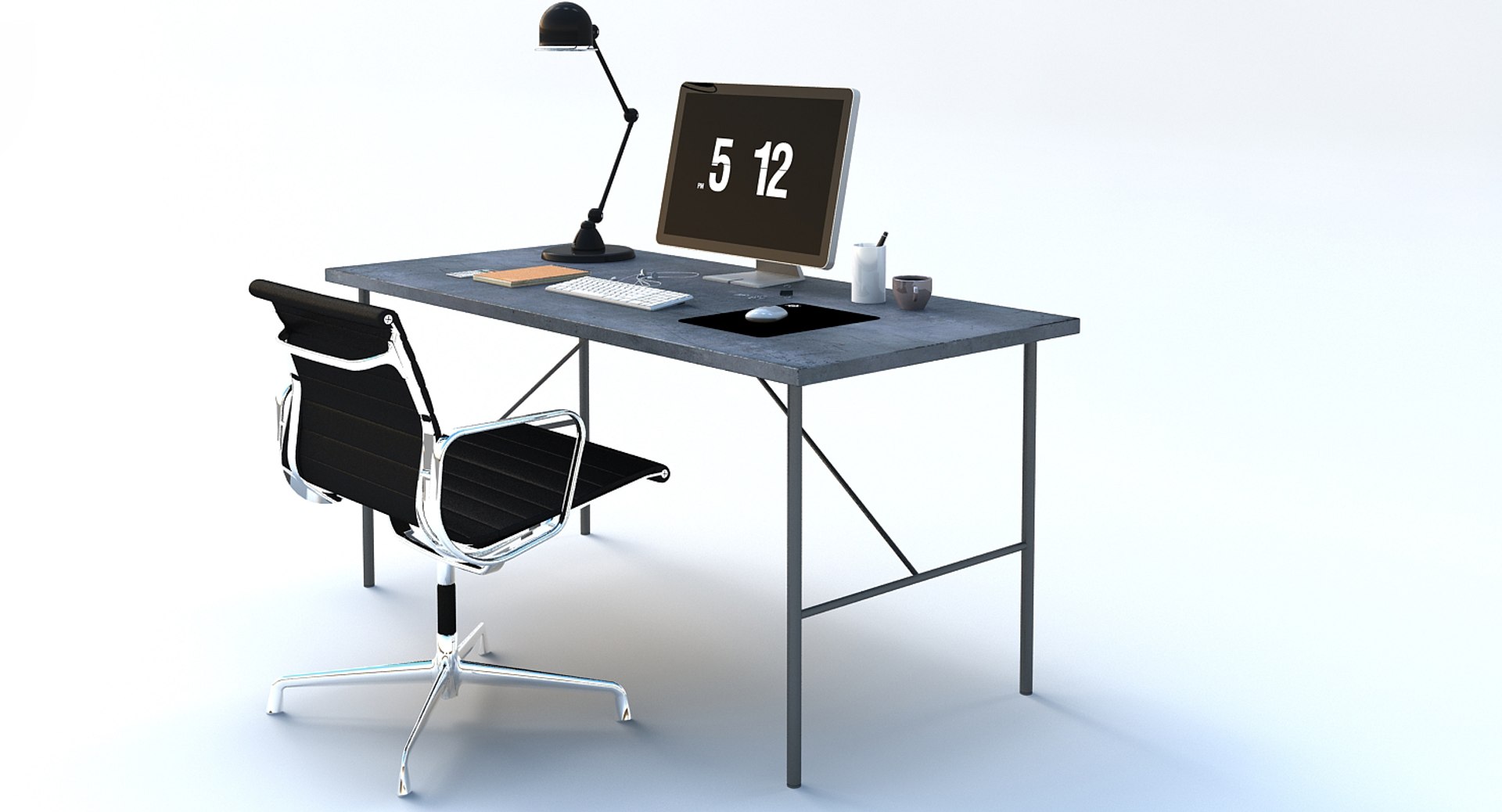 3d 3ds Photorealistic Industrial Office Desk