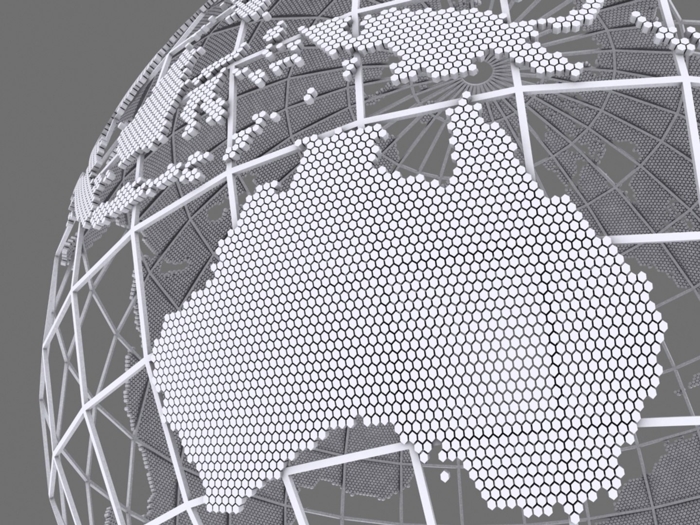 3d Model Wire Globe Hexagonal
