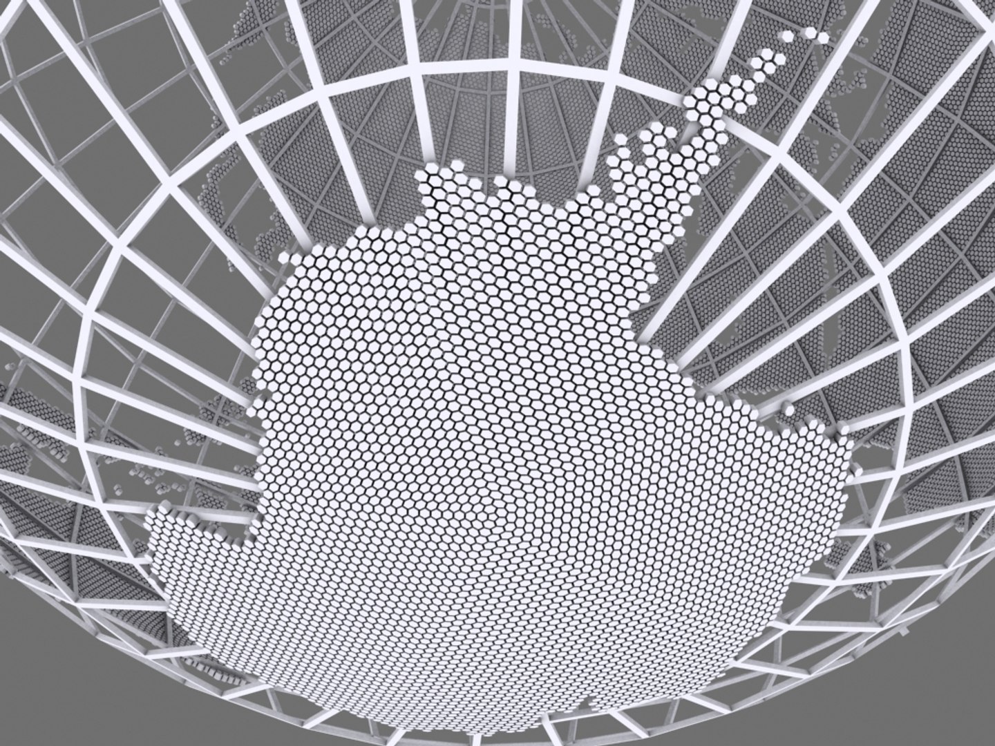 3d Model Wire Globe Hexagonal