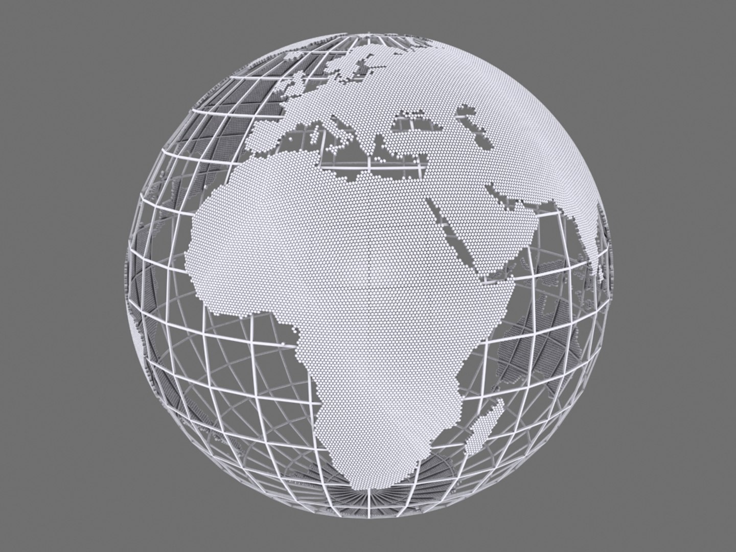 3d Model Wire Globe Hexagonal