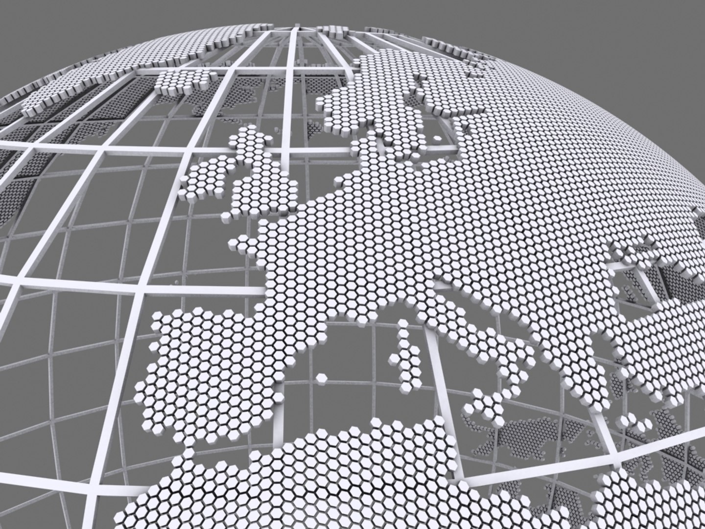 3d Model Wire Globe Hexagonal