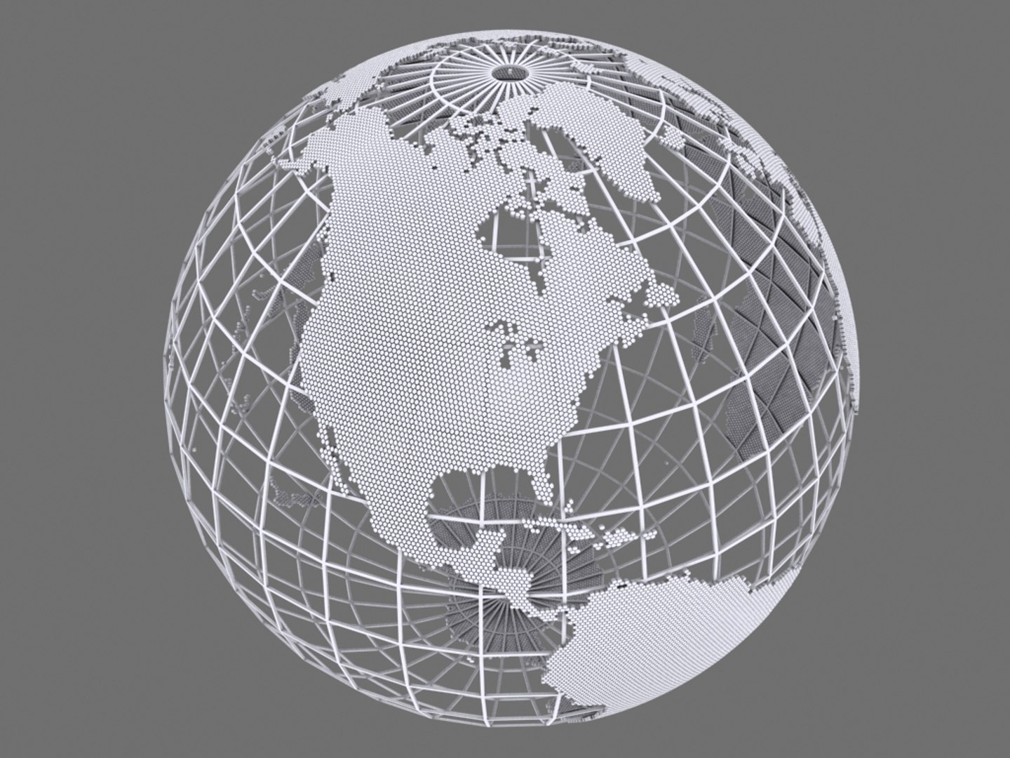 3d Model Wire Globe Hexagonal