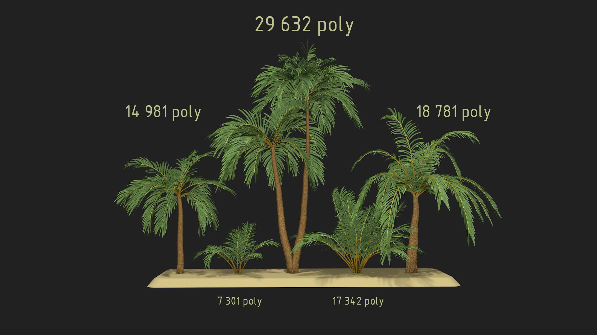 Five Palm Trees V2 3D Model - TurboSquid 2273823