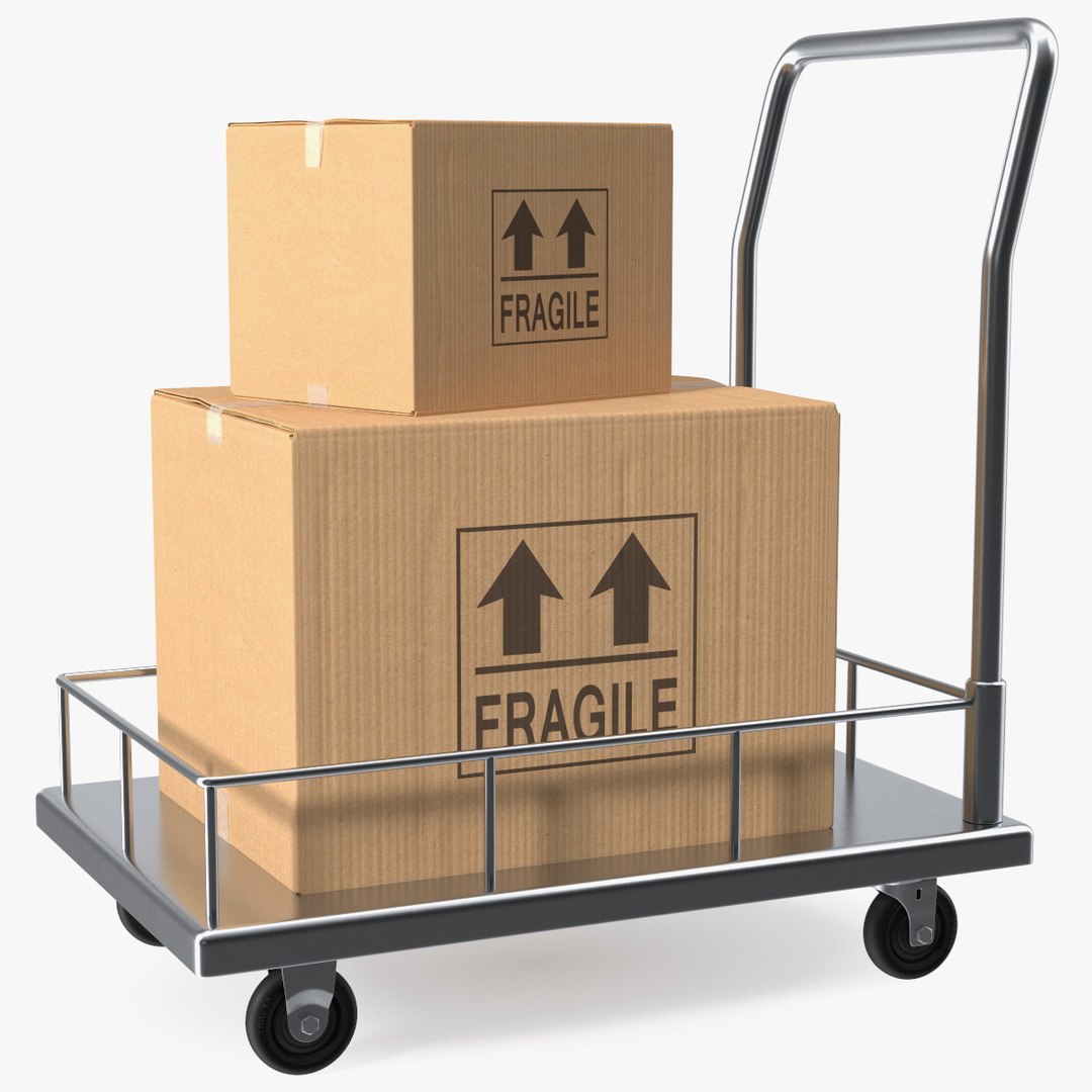 Trolley Low Platform Railing with Cardboard Boxes model - TurboSquid ...