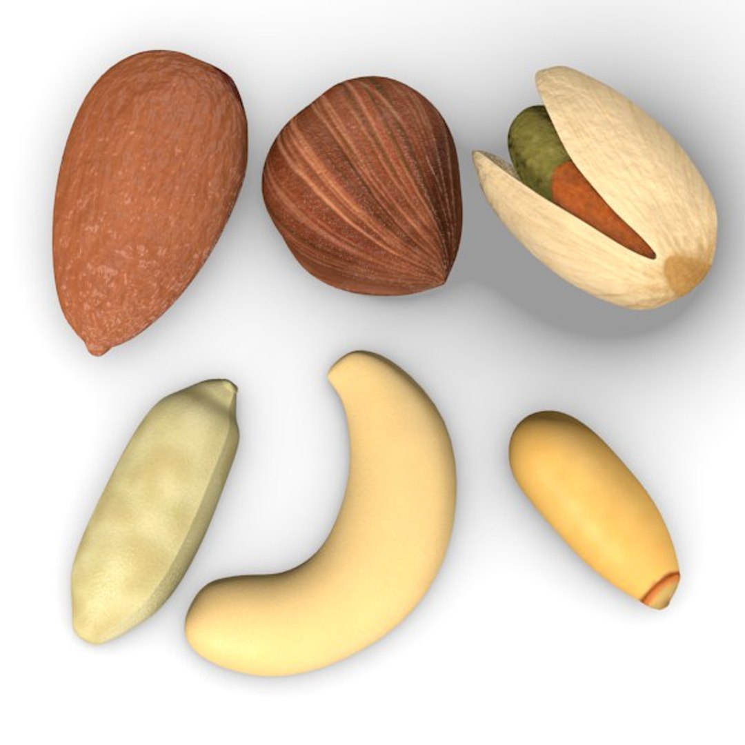 Nuts Pine Almond 3d Model