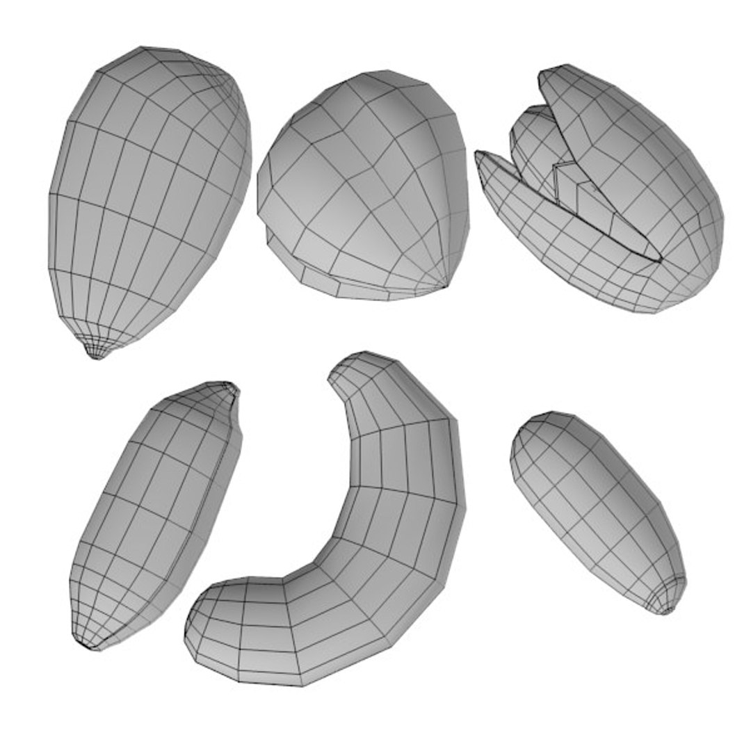 Nuts Pine Almond 3d Model