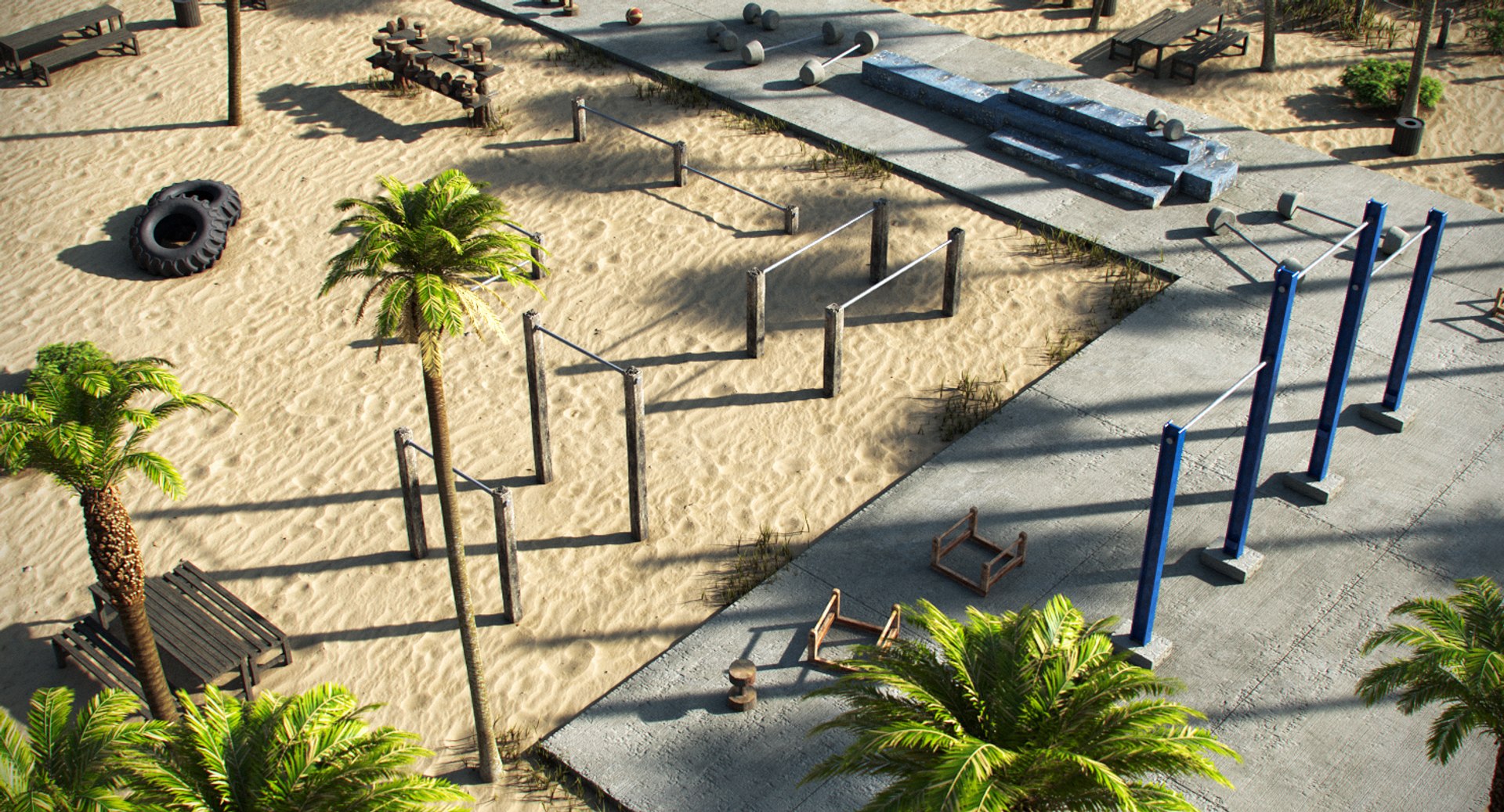 Beach workout gym 3D model - TurboSquid 1275223