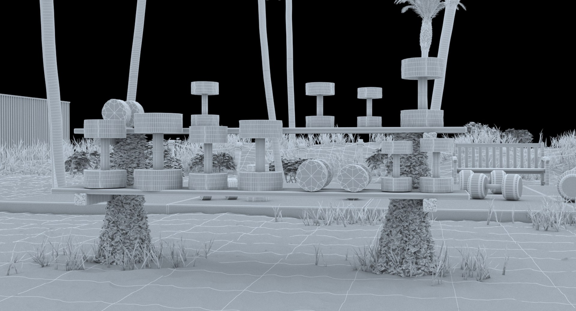 Beach workout gym 3D model - TurboSquid 1275223