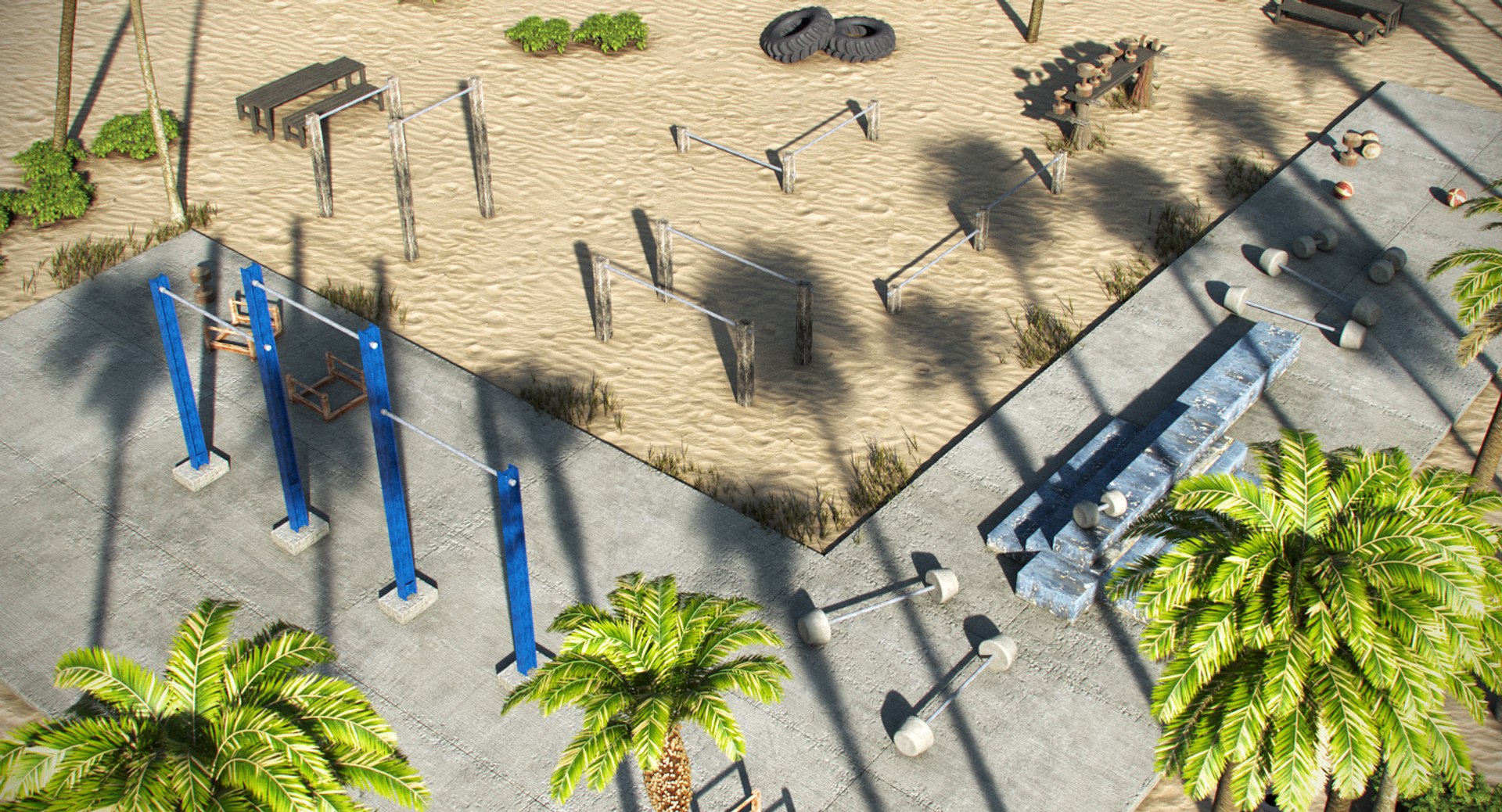 Beach workout gym 3D model - TurboSquid 1275223