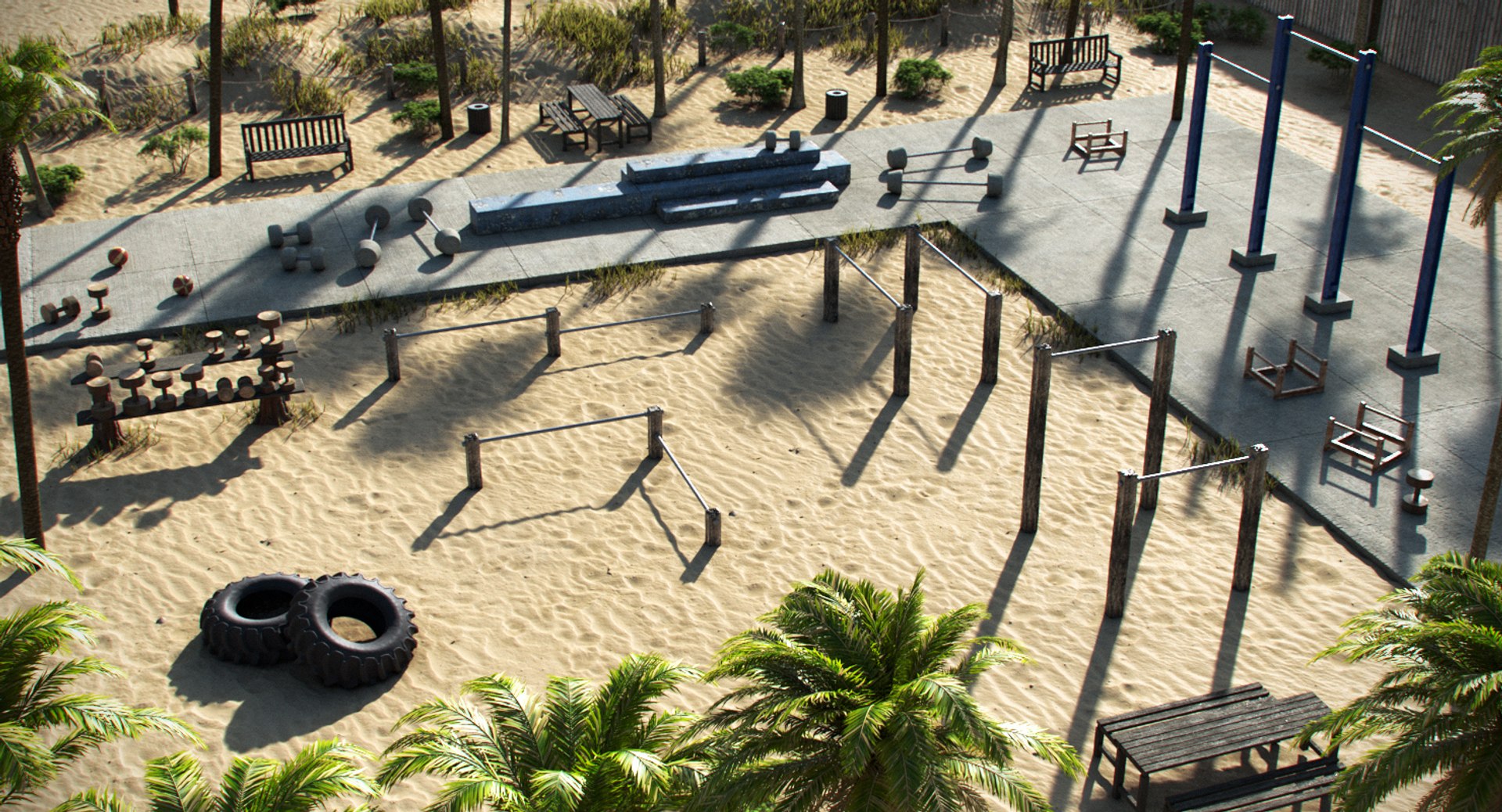 Beach workout gym 3D model - TurboSquid 1275223
