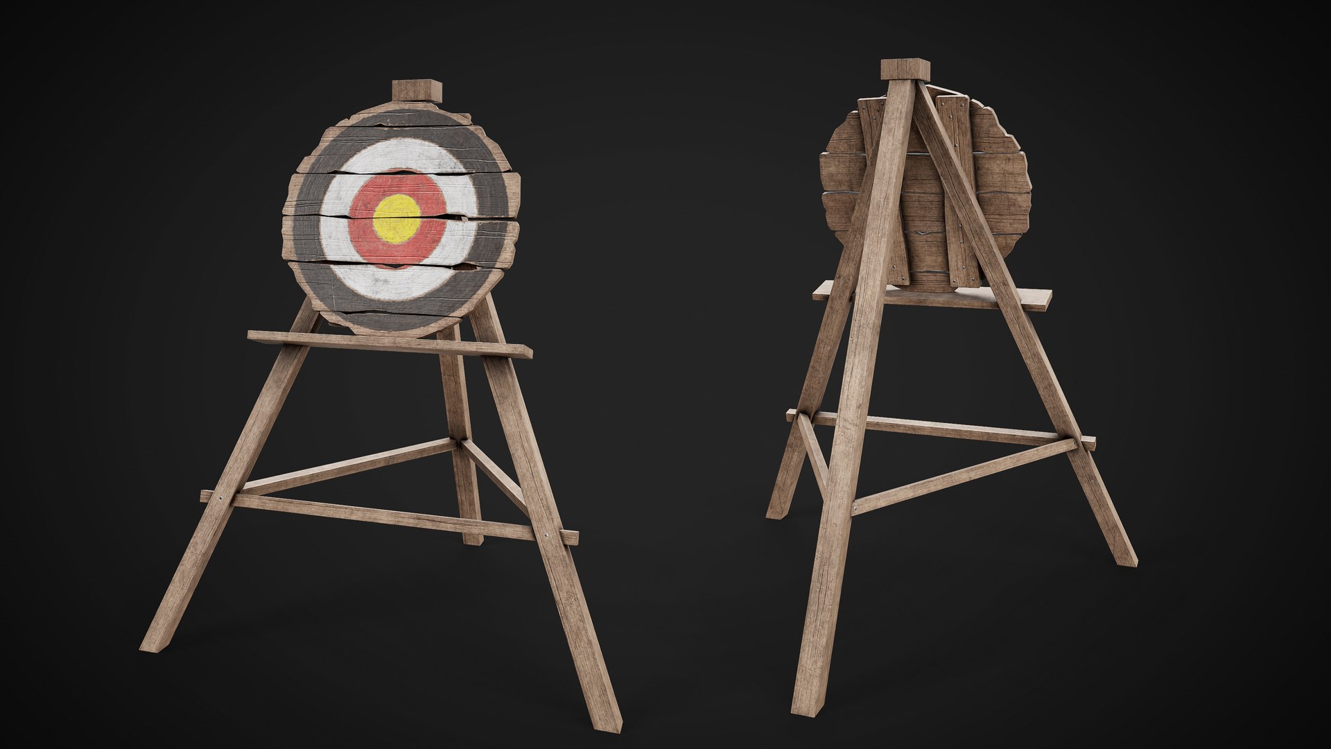 Set Of 3 Medieval Training Wooden Targets 3D Model - TurboSquid 2135286