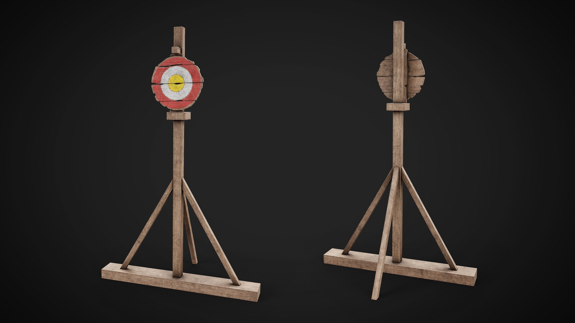 Set Of 3 Medieval Training Wooden Targets 3D Model - TurboSquid 2135286
