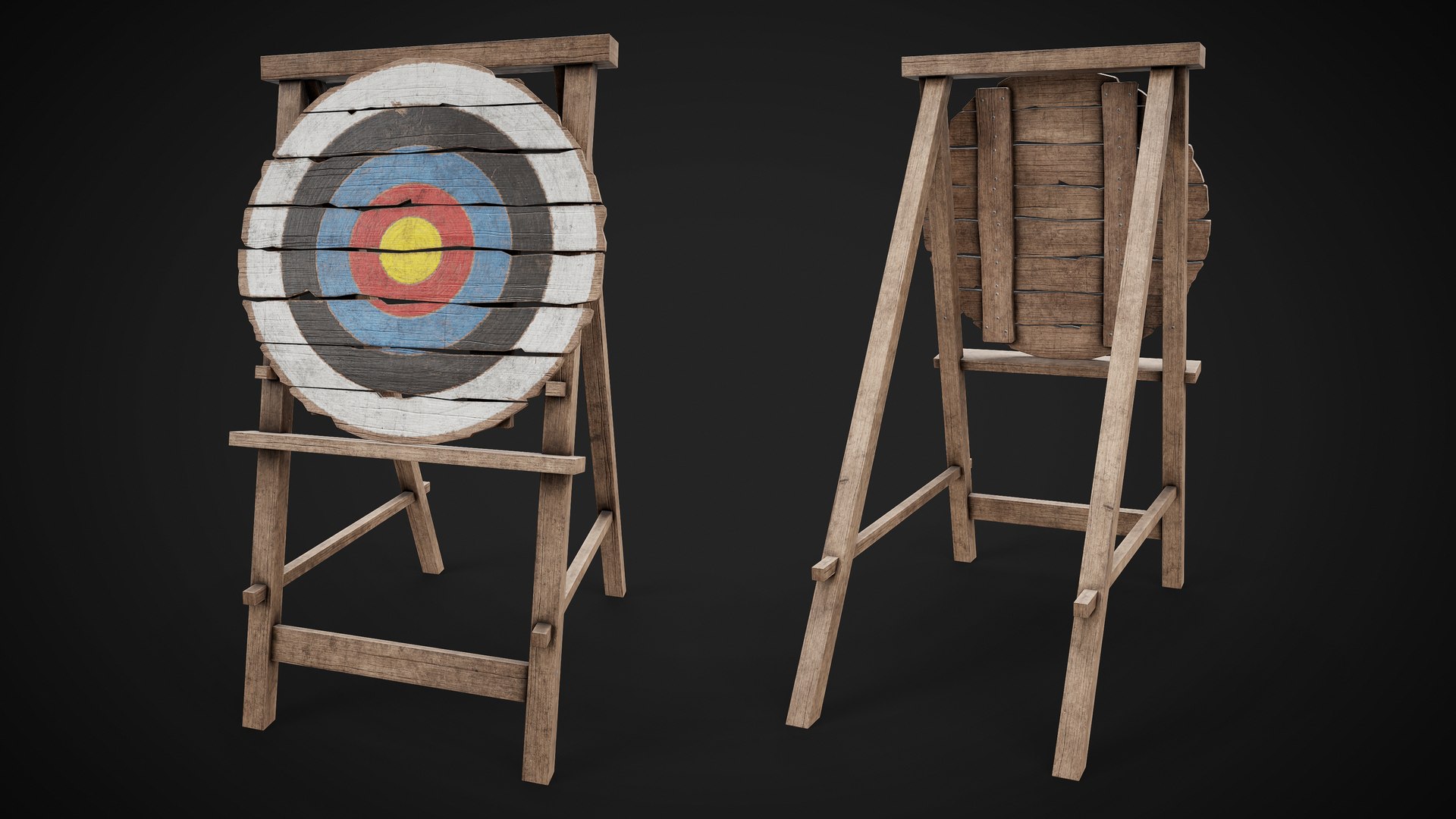 Set Of 3 Medieval Training Wooden Targets 3D Model - TurboSquid 2135286