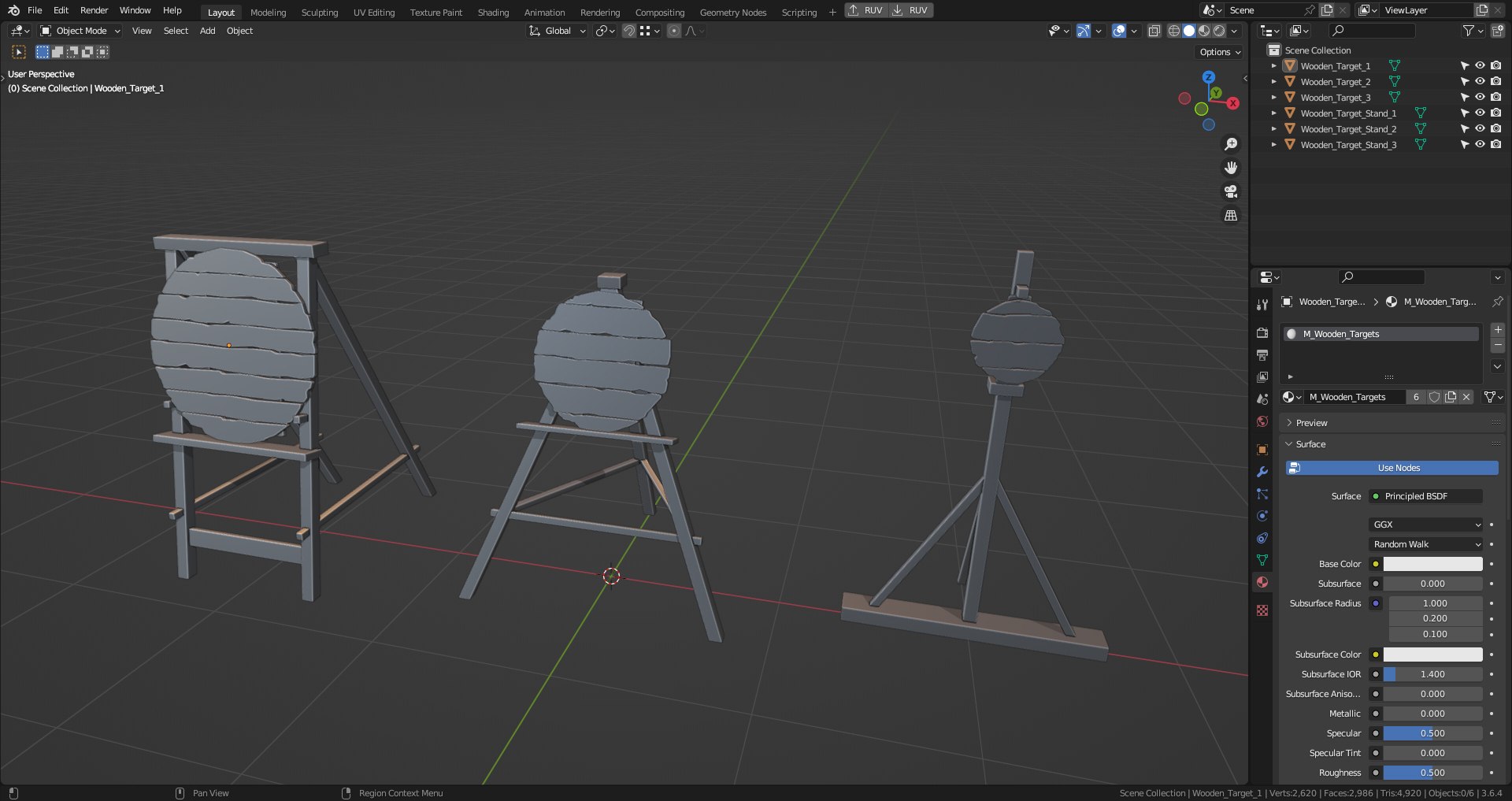 Set Of 3 Medieval Training Wooden Targets 3D Model - TurboSquid 2135286