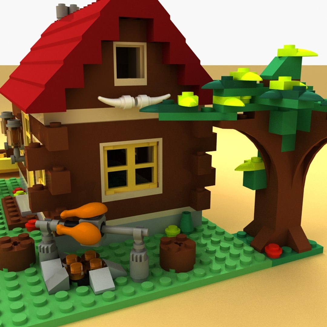 3d Model Logs Cabin Lego