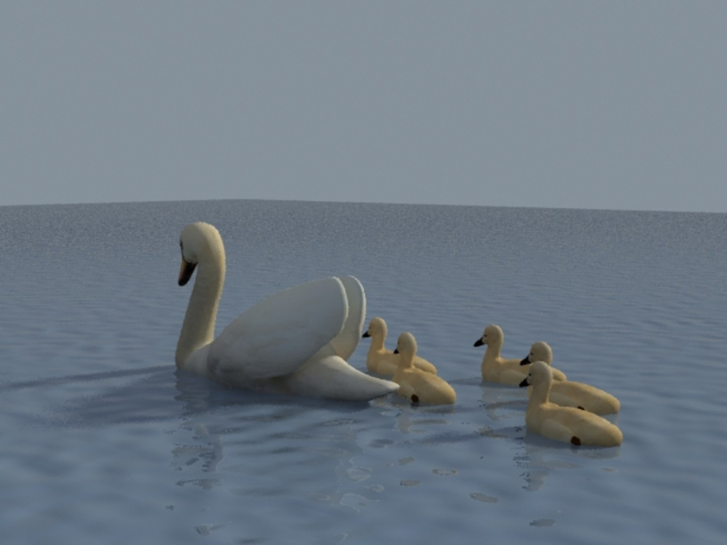 3ds Max Swan Chickens