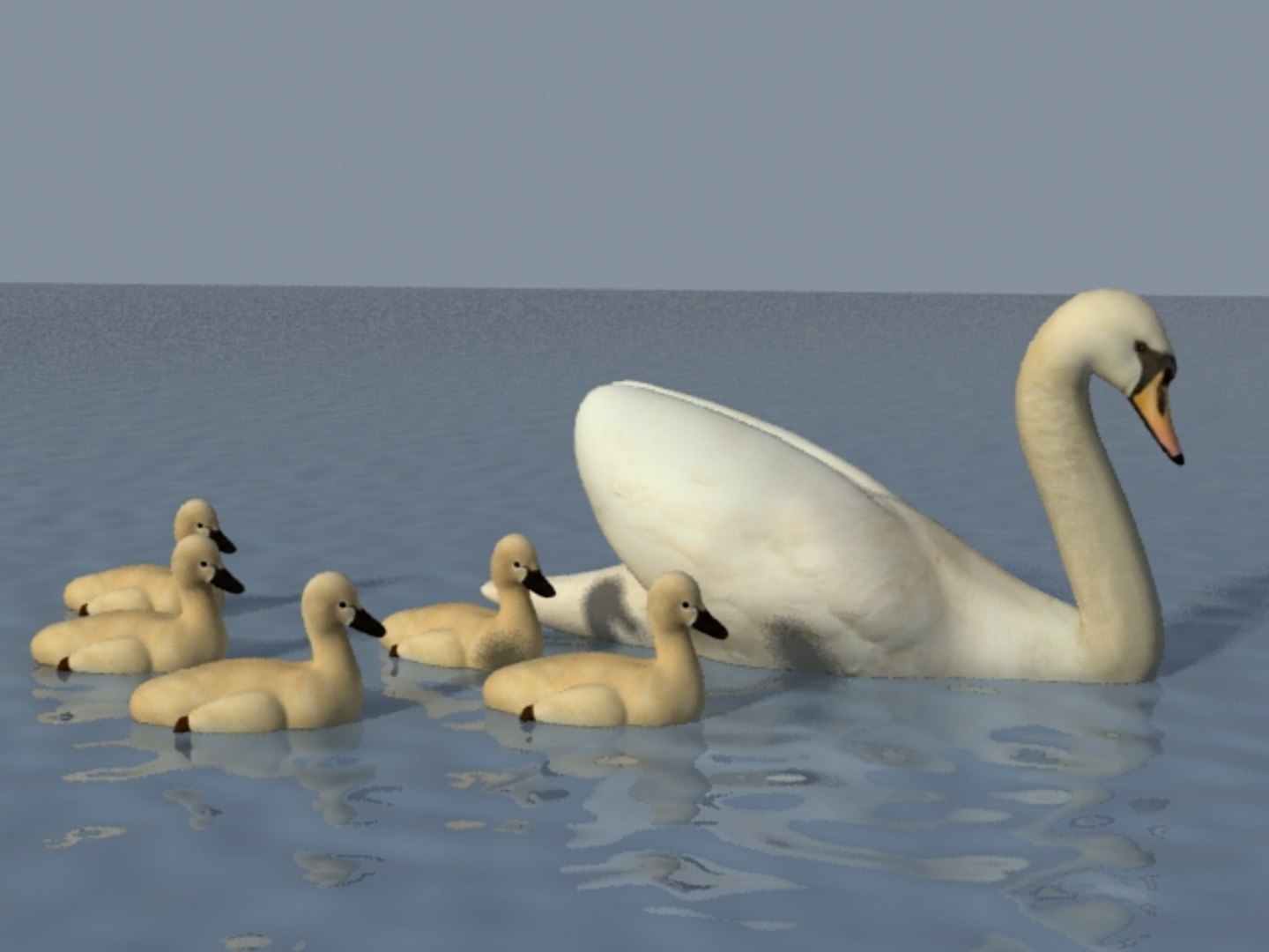 3ds Max Swan Chickens