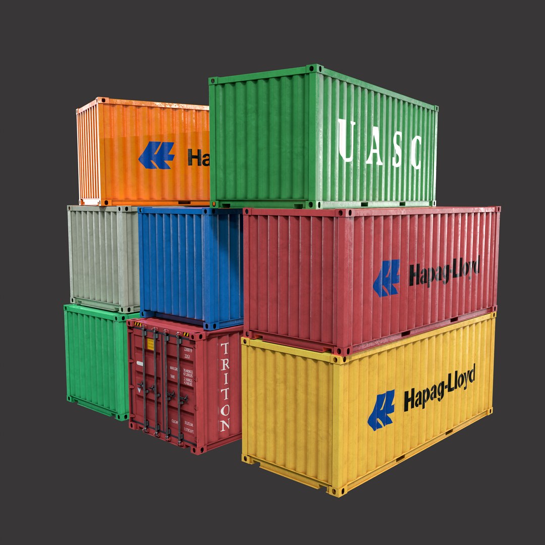 3D 20Ft Containers Low-poly Model - TurboSquid 2025332